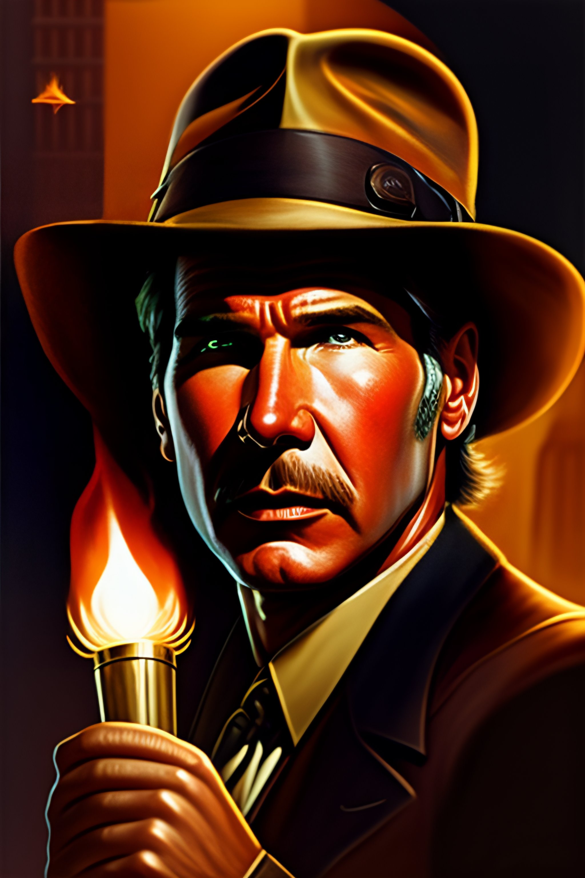 Lexica - Medium shot photo of Harrison Ford as Indiana Jones, holding ...