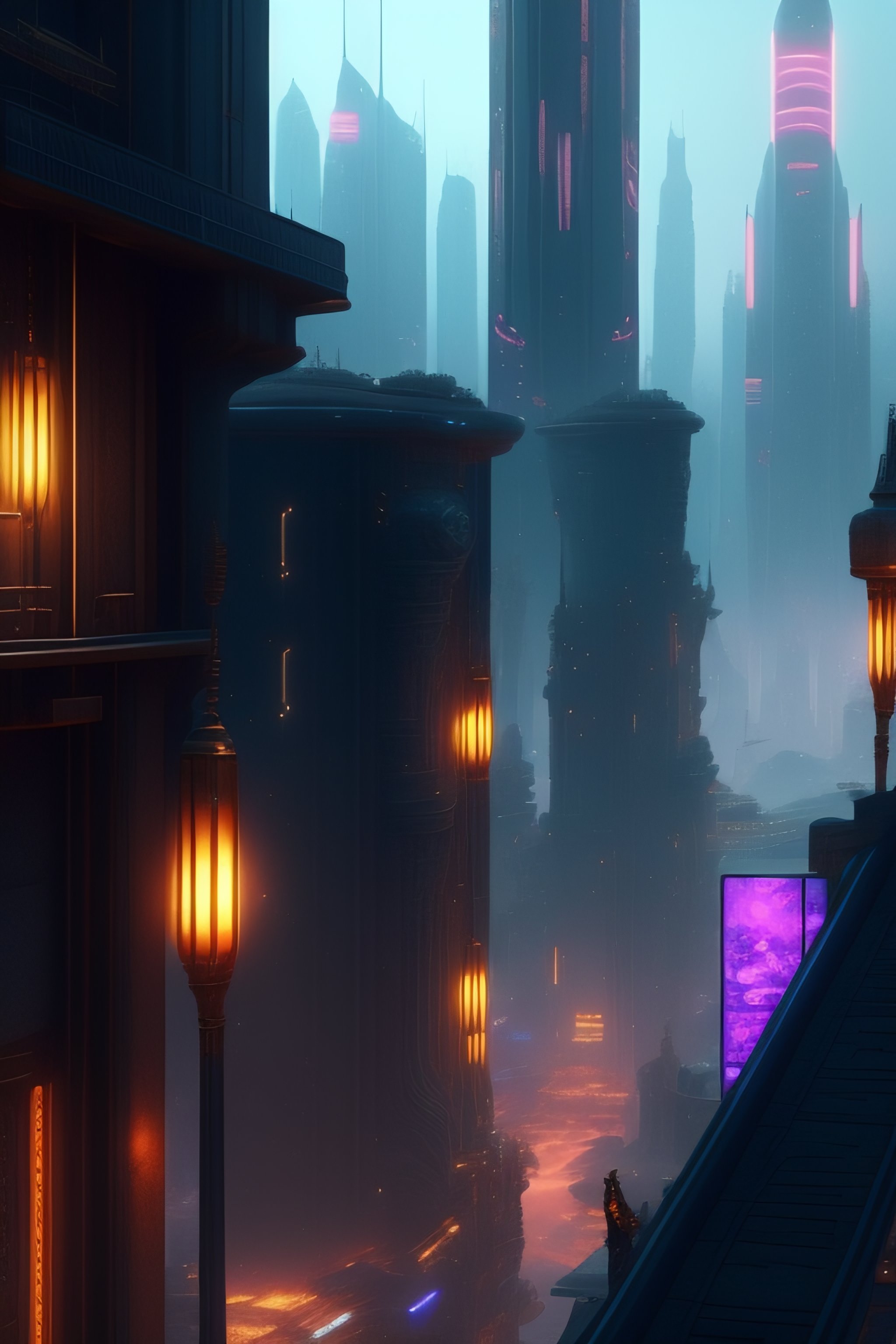 Lexica - An assassin, cyberpunk city, extremely detailed,