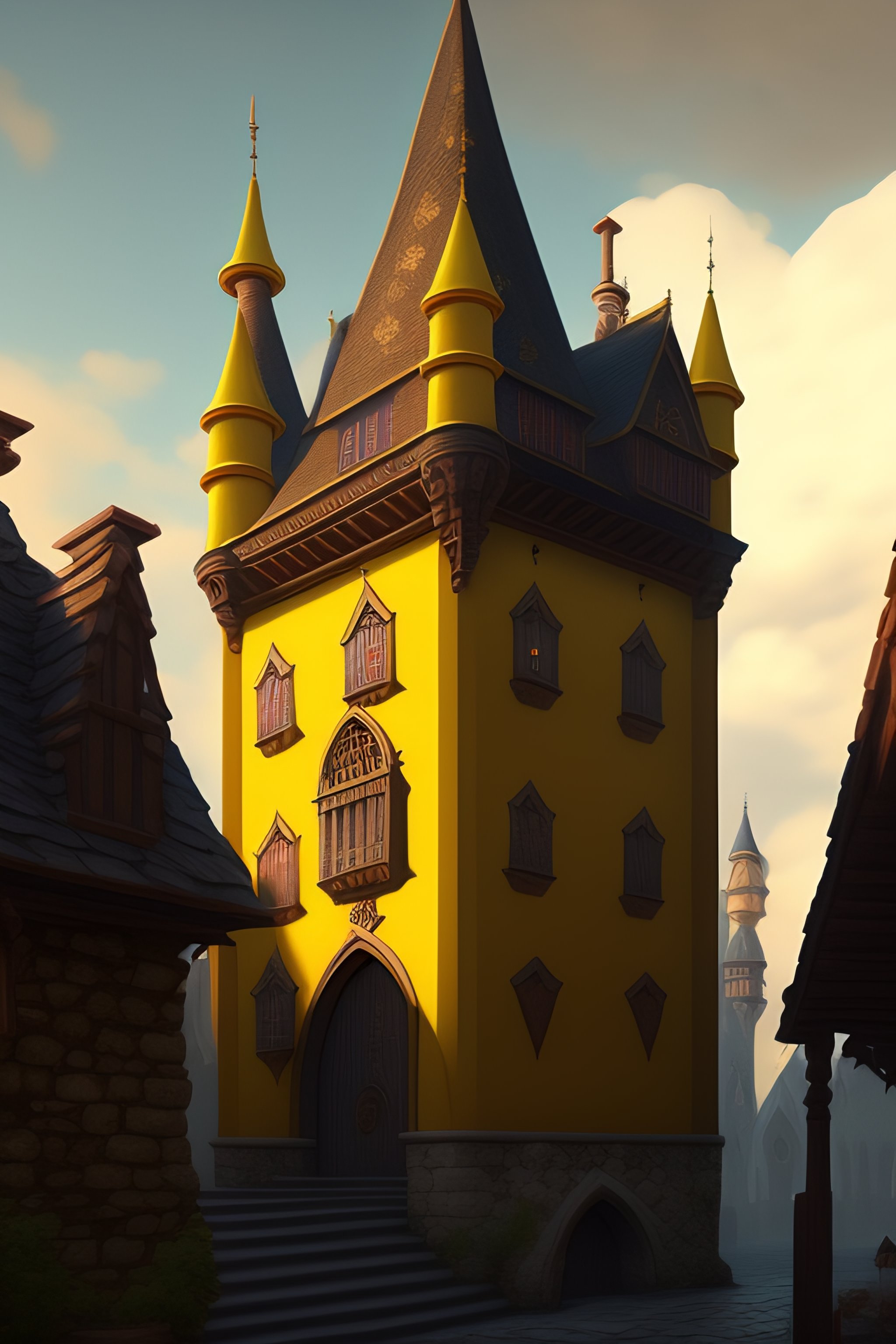 Lexica - A little yellow medieval building with spire roff in the ...
