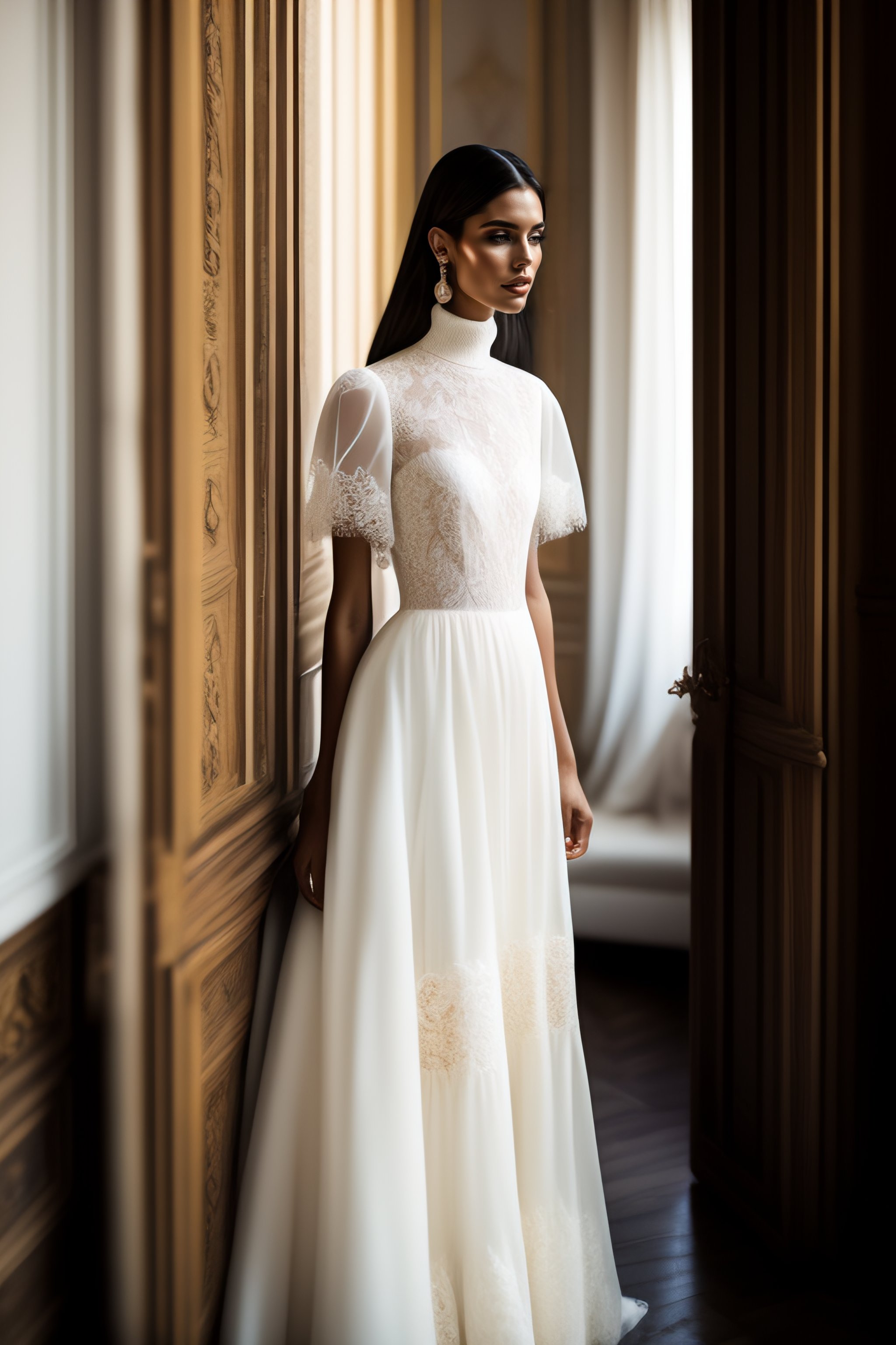 Mock Neck Wedding Dress