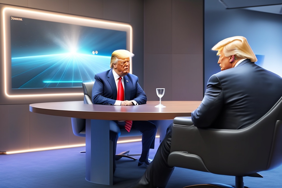 Lexica - Joe Biden and Donald Trump seated together in a futuristic ...