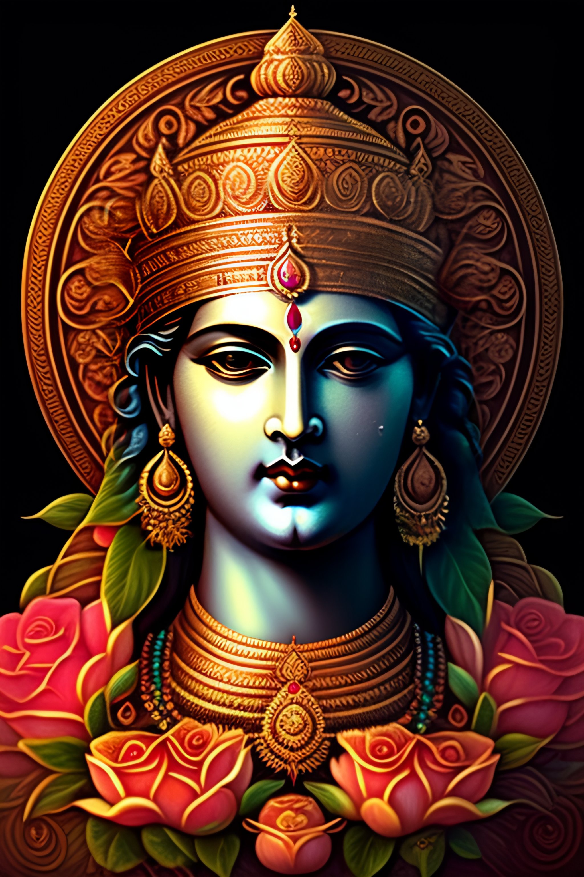 Lexica - Lord Rama with classical floral elements emanating from center ...