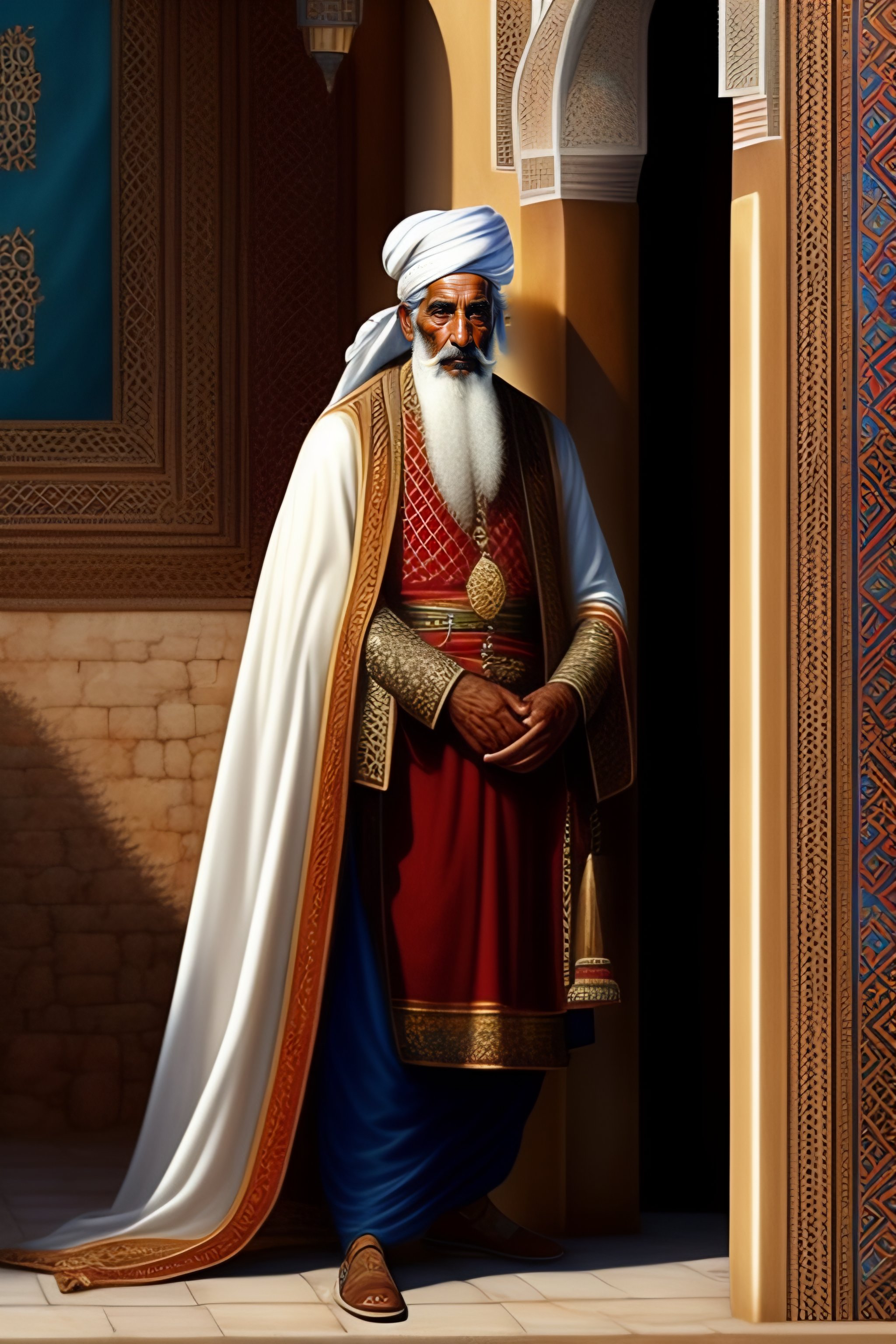 Lexica - An old Moroccan man in a Moroccan castle, black beard ...