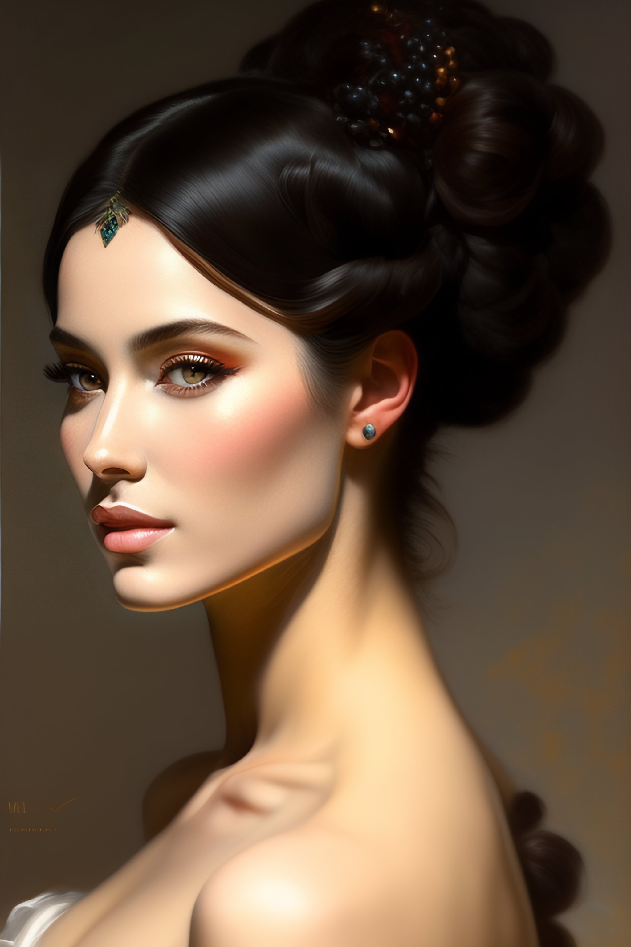 Lexica - A beautiful masterpiece painting of a female model with updo ...