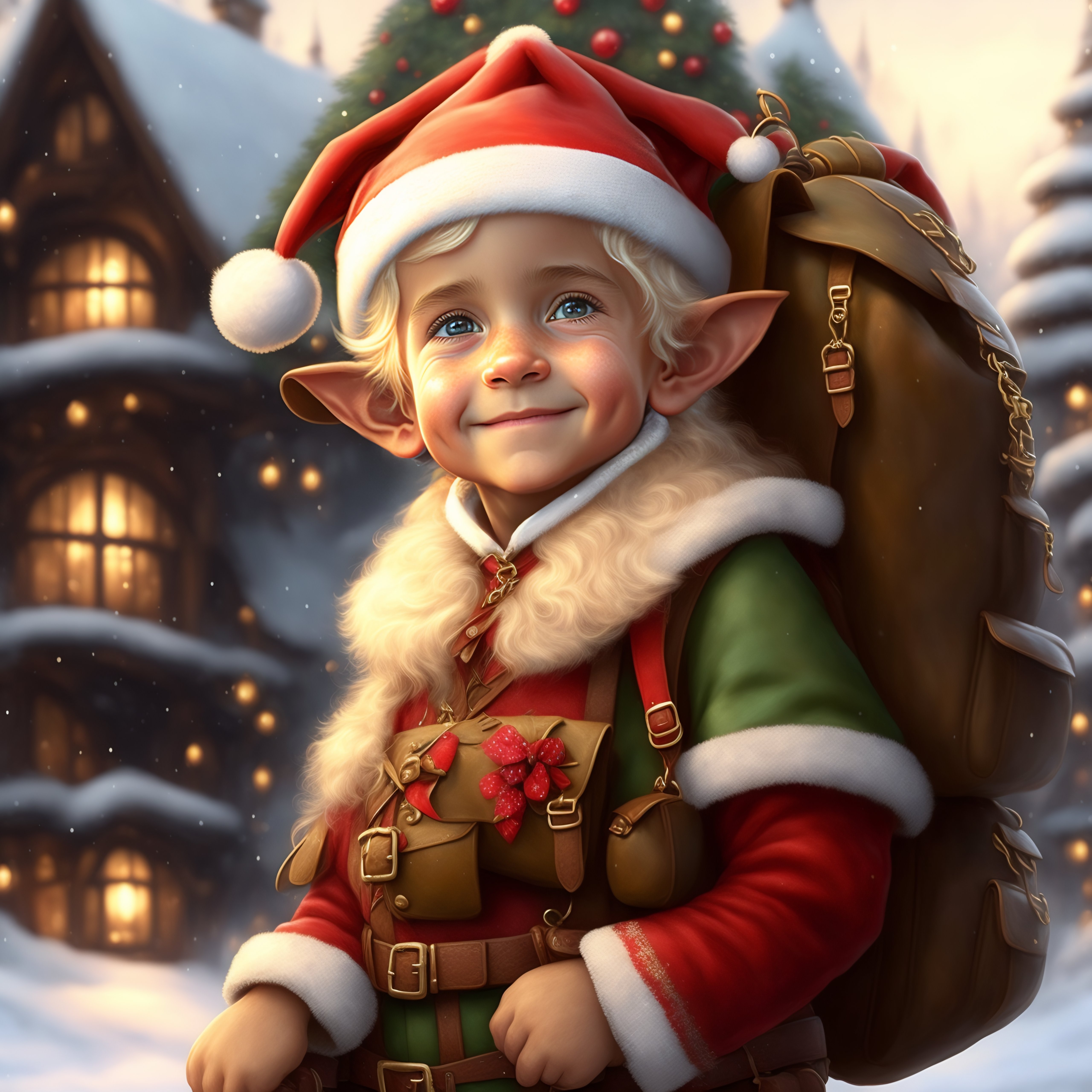 Lexica - A cute old elf named hermey wearing a santa outfit and ...
