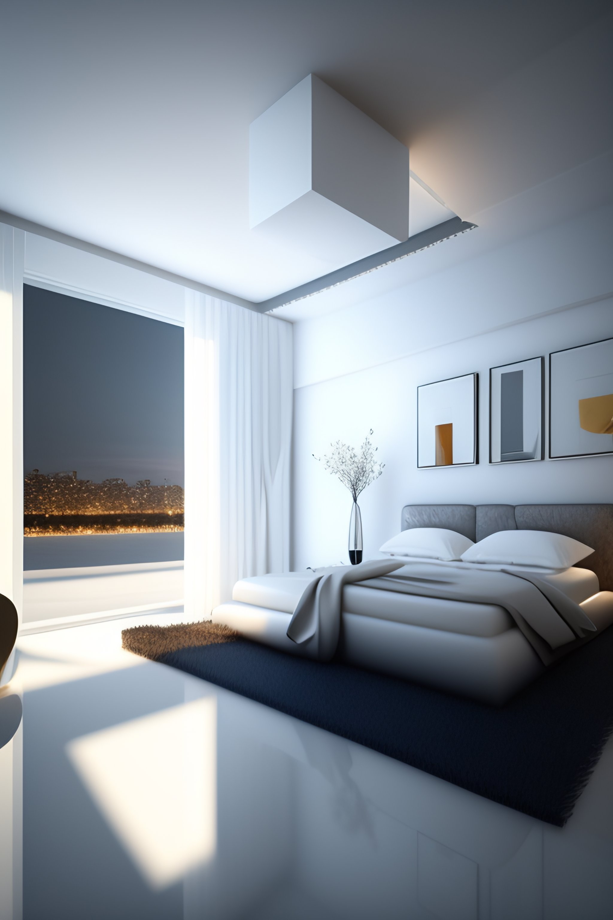 Lexica - Interior design, white, minimal, wide room