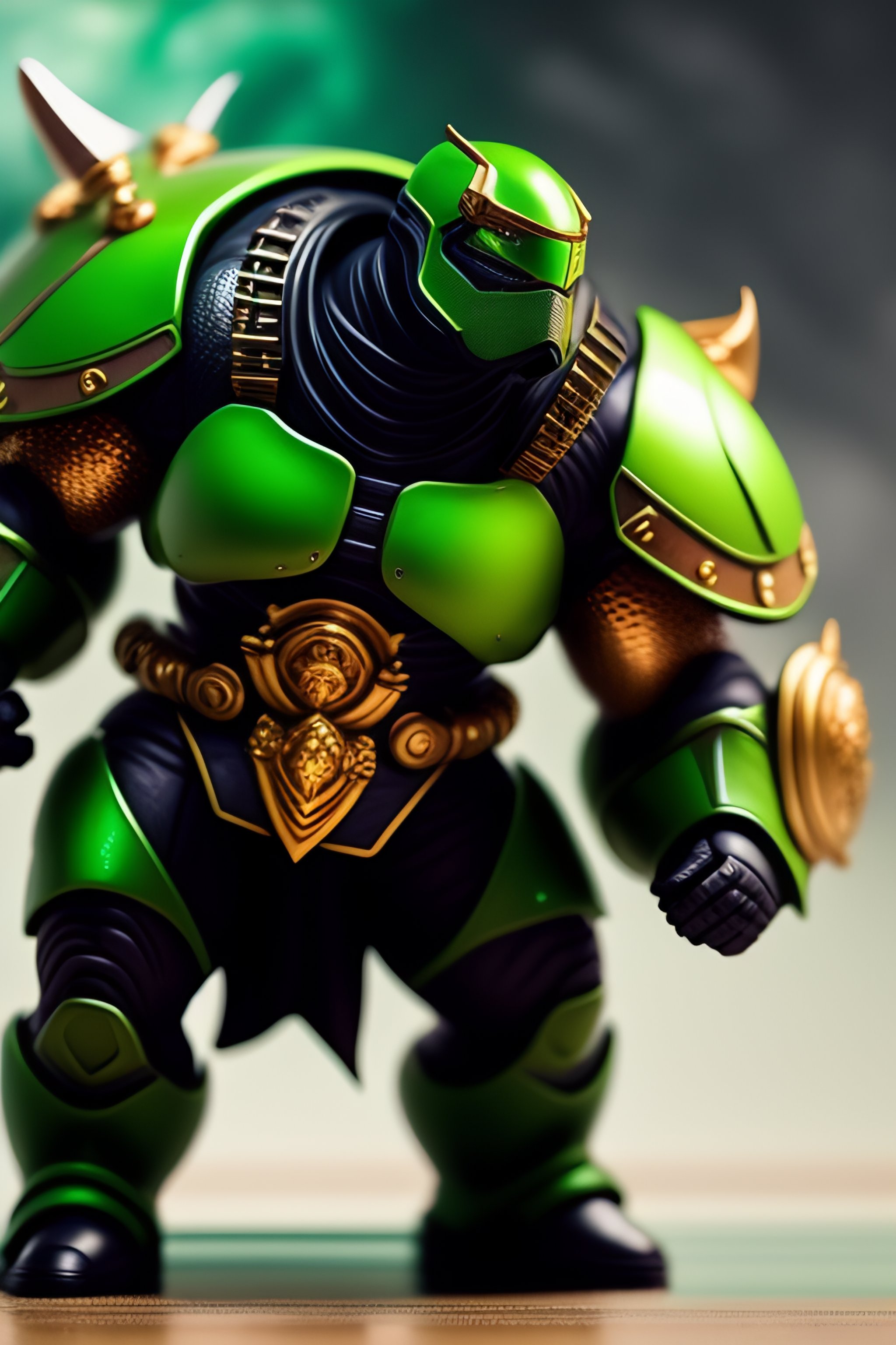 Lexica - A green turtle as the doomslayer,