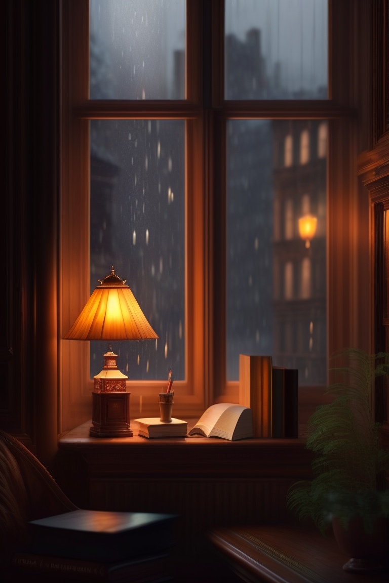 Lexica - Describe a scene in detail of a person studying in a late ...