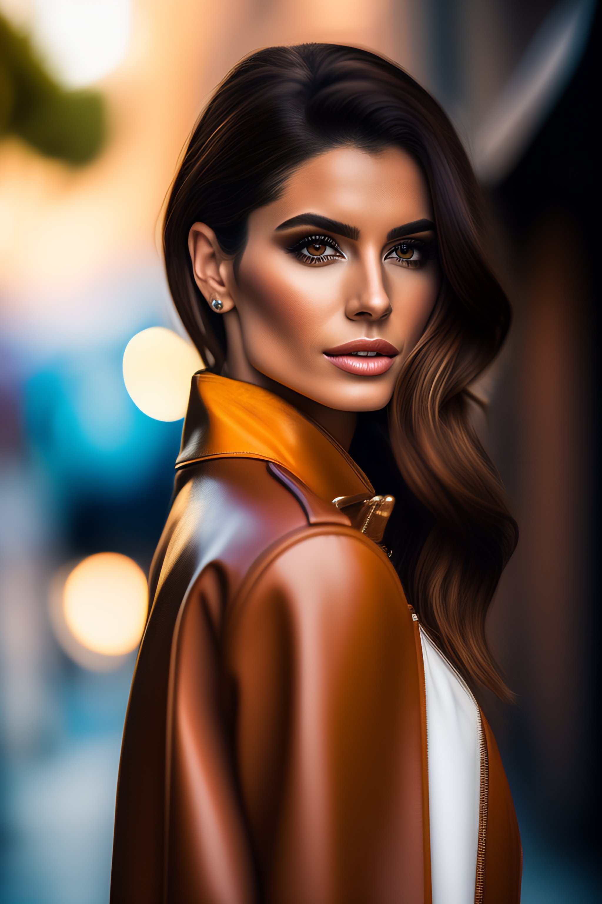 Lexica - Full body studio portrait of over 28 brown hair spanish model ...