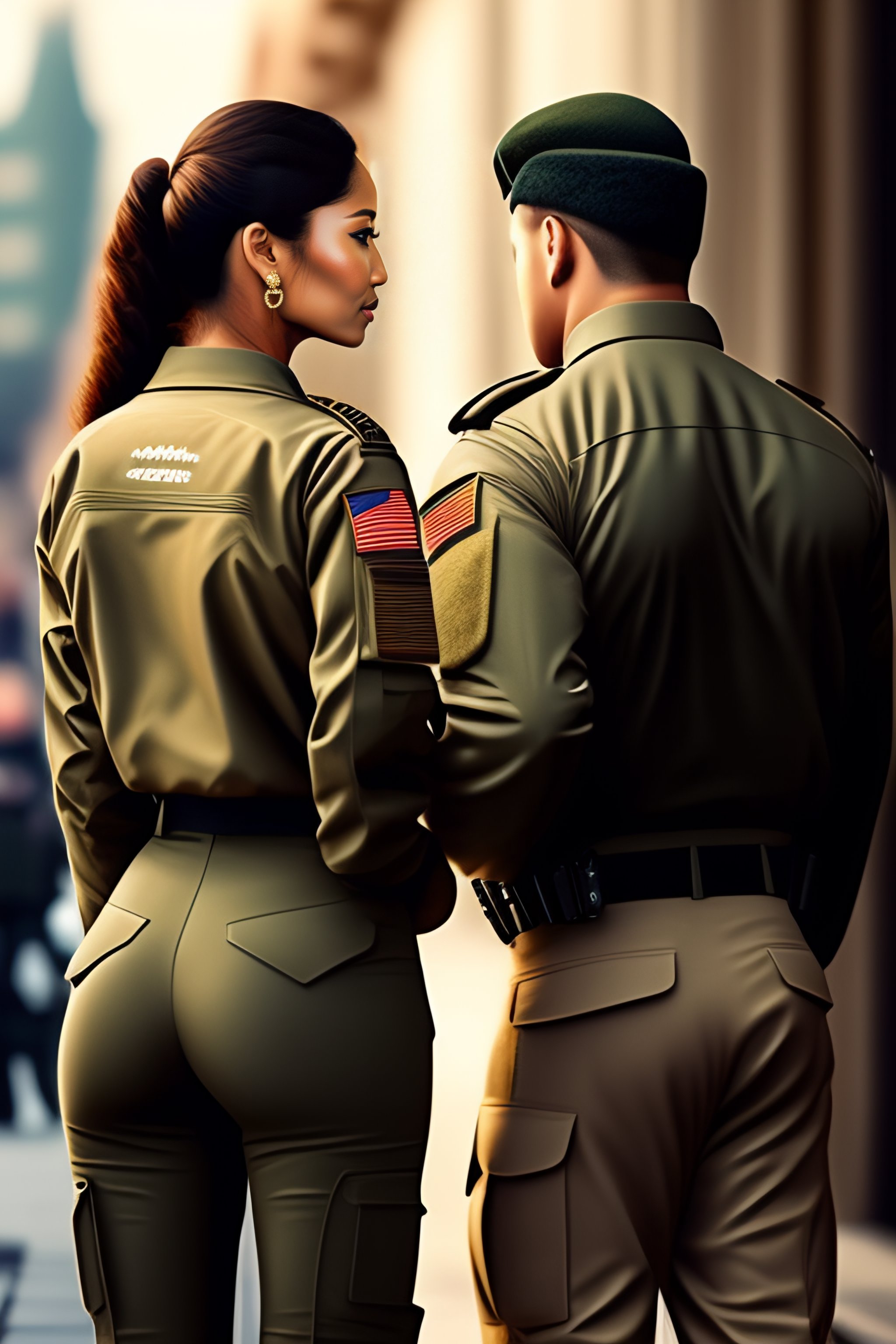 Lexica - Army man and his daughter backview