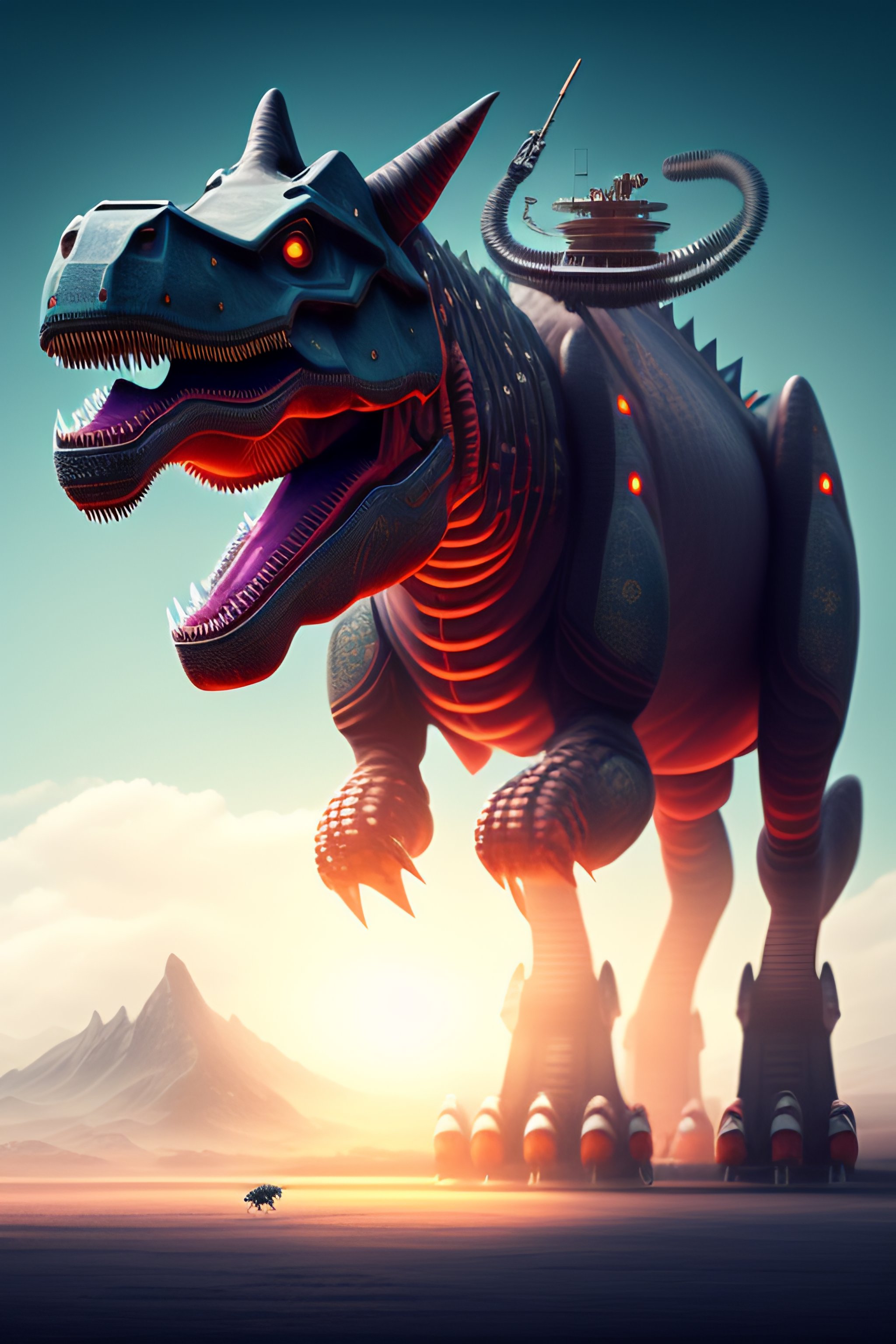 Lexica - Dinosaur with cyborg props, robot