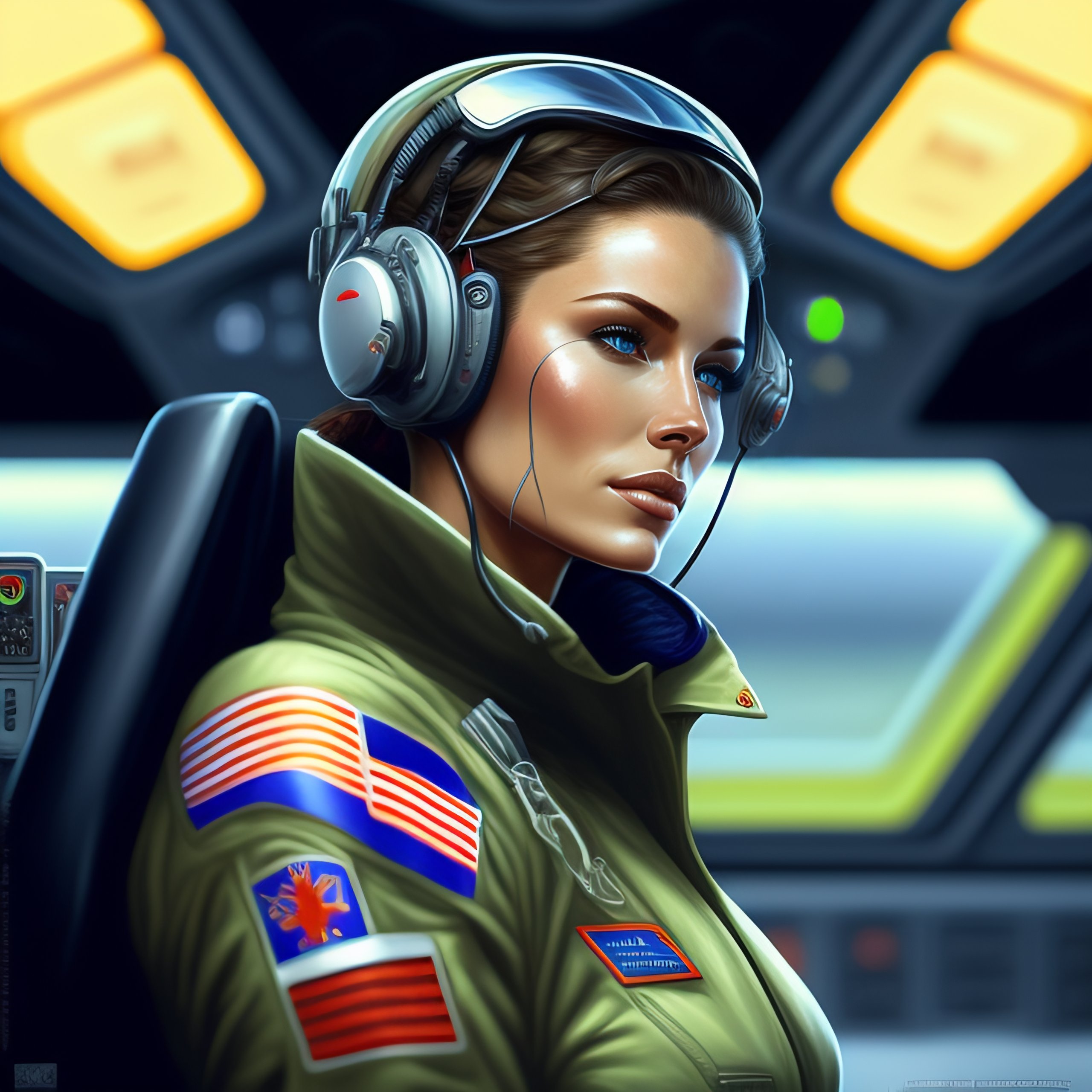 Lexica - Cyborg pilot Russian Federation women, interior cockpit ...