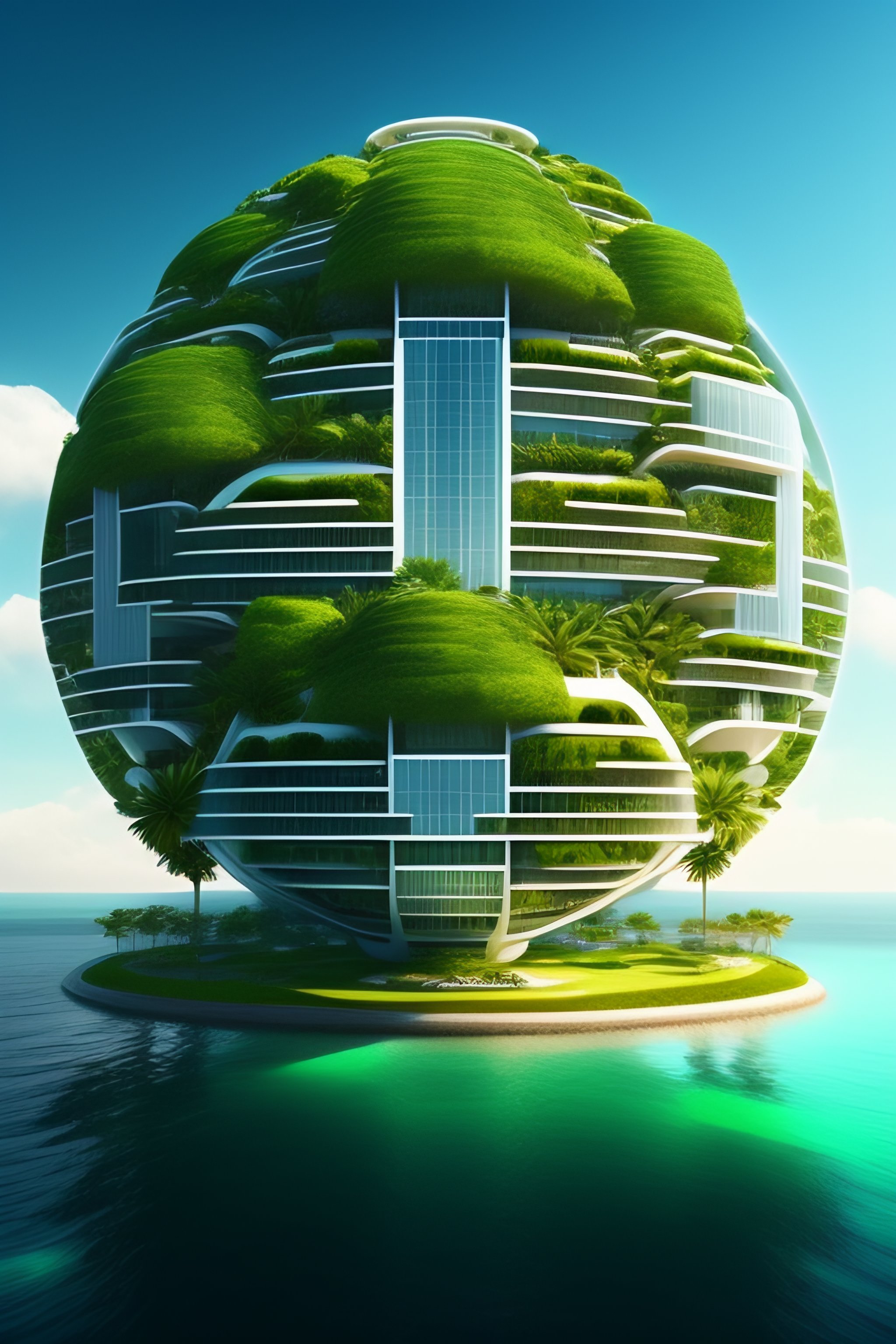 Lexica - Private island, utopia, luscious greenery, futuristic, large ...