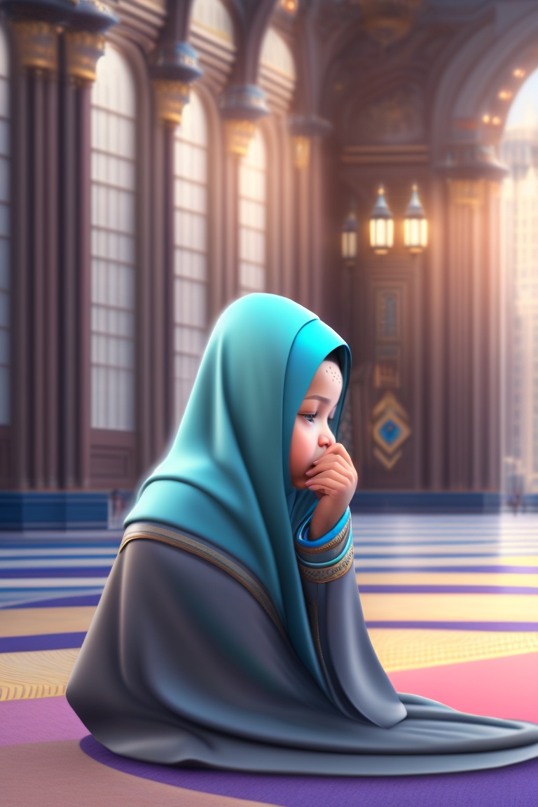 Lexica - Robot prays like a muslim by raising both hands wearing hijab ...