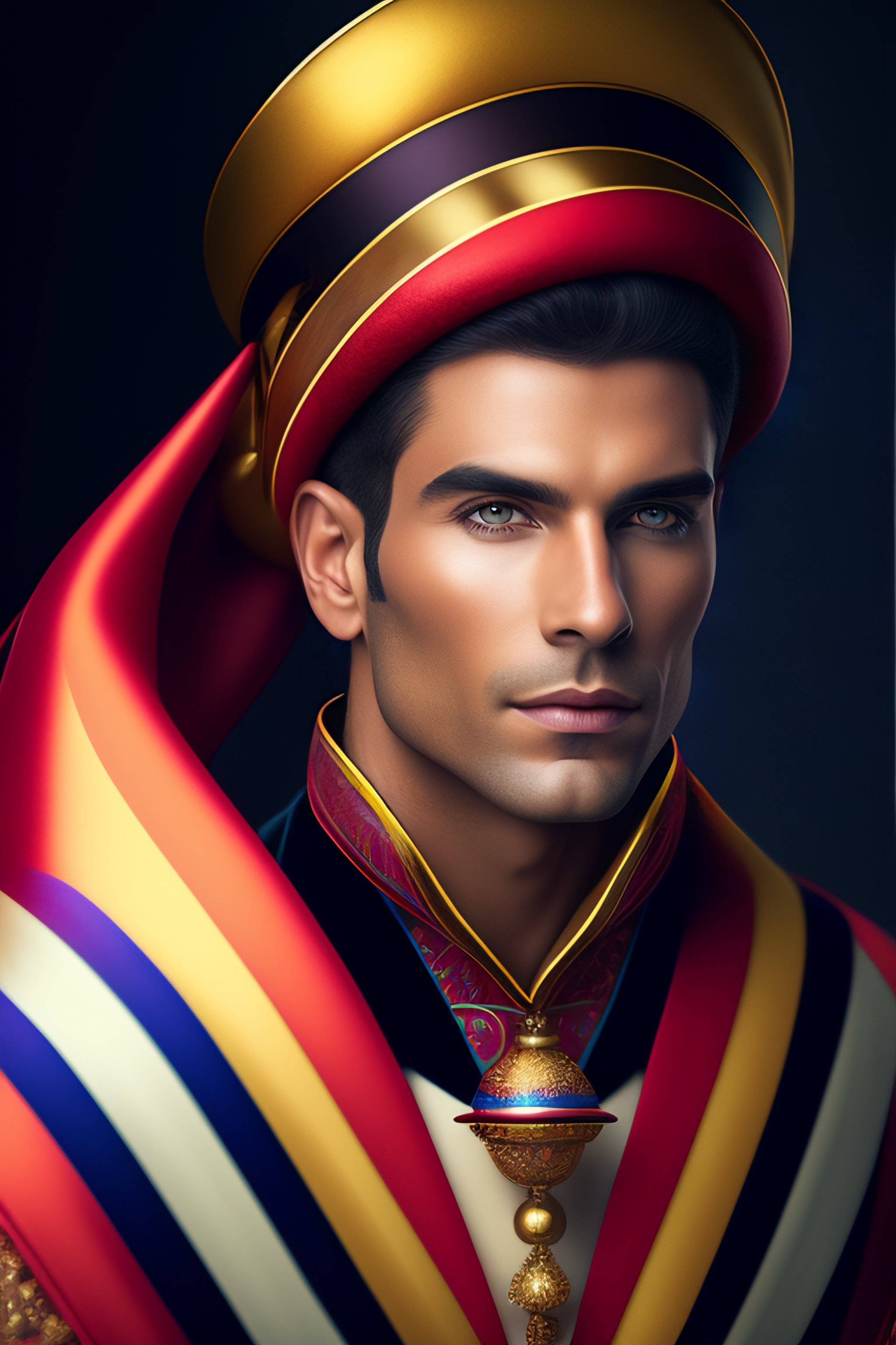 Lexica - Award winning digital portrait of a male harlequin wearing a ...