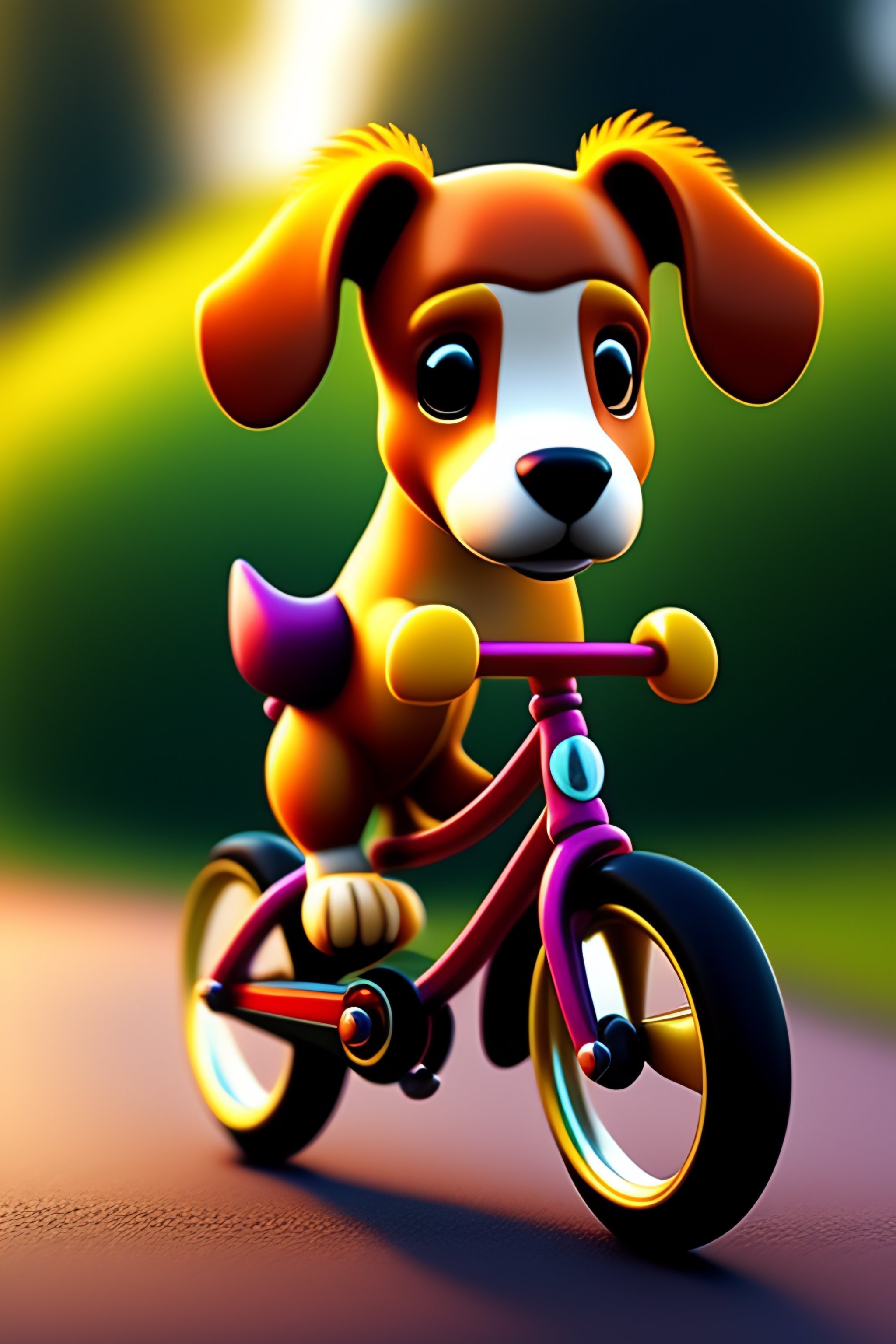 Lexica - Cartoon dog on a bike