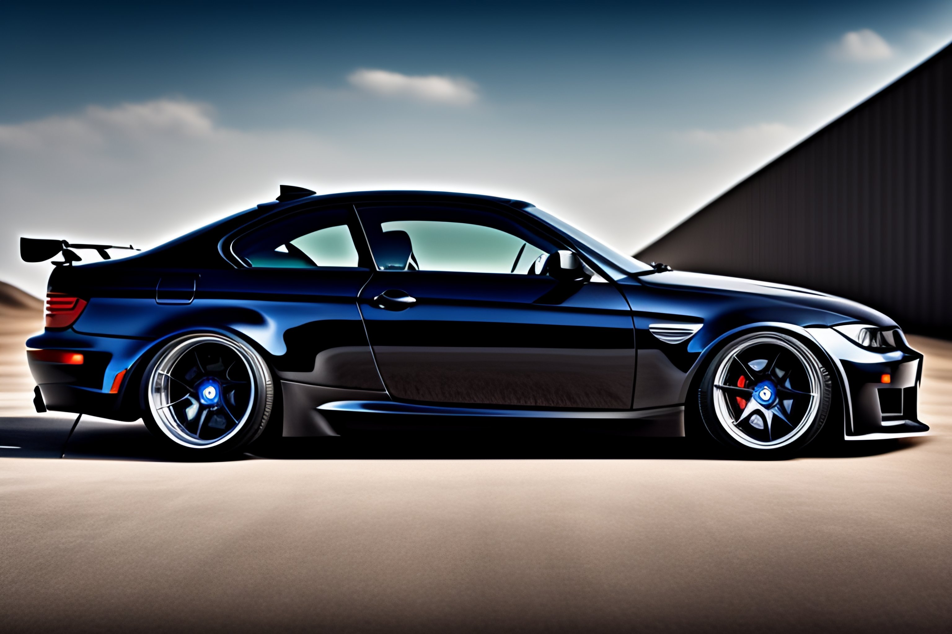 Lexica - BMW E92 dropped, big rims, black color, hyper realystic ...