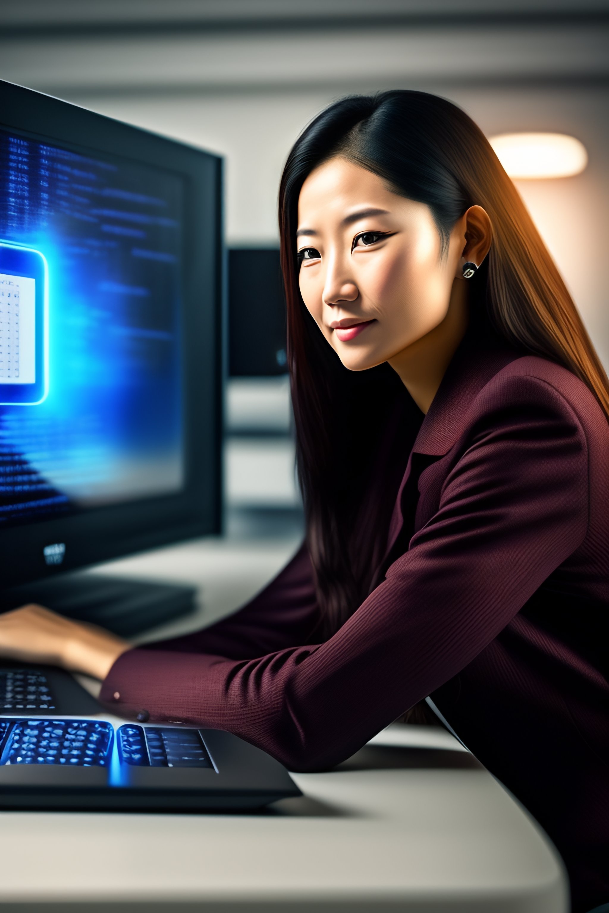 Lexica - Woman in a computer hacker, realistic