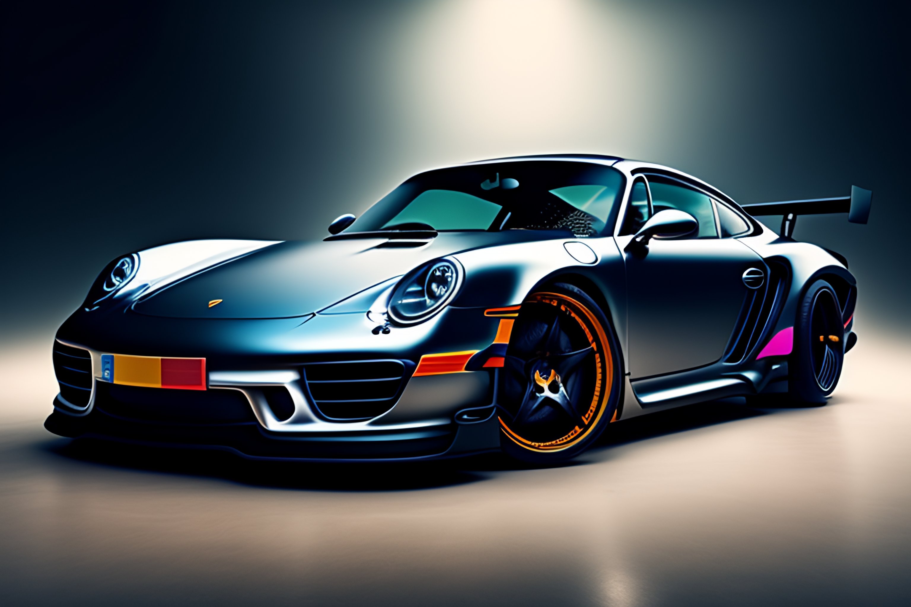 Lexica - Porsche car is driven in infinite galaxy around millions of stars