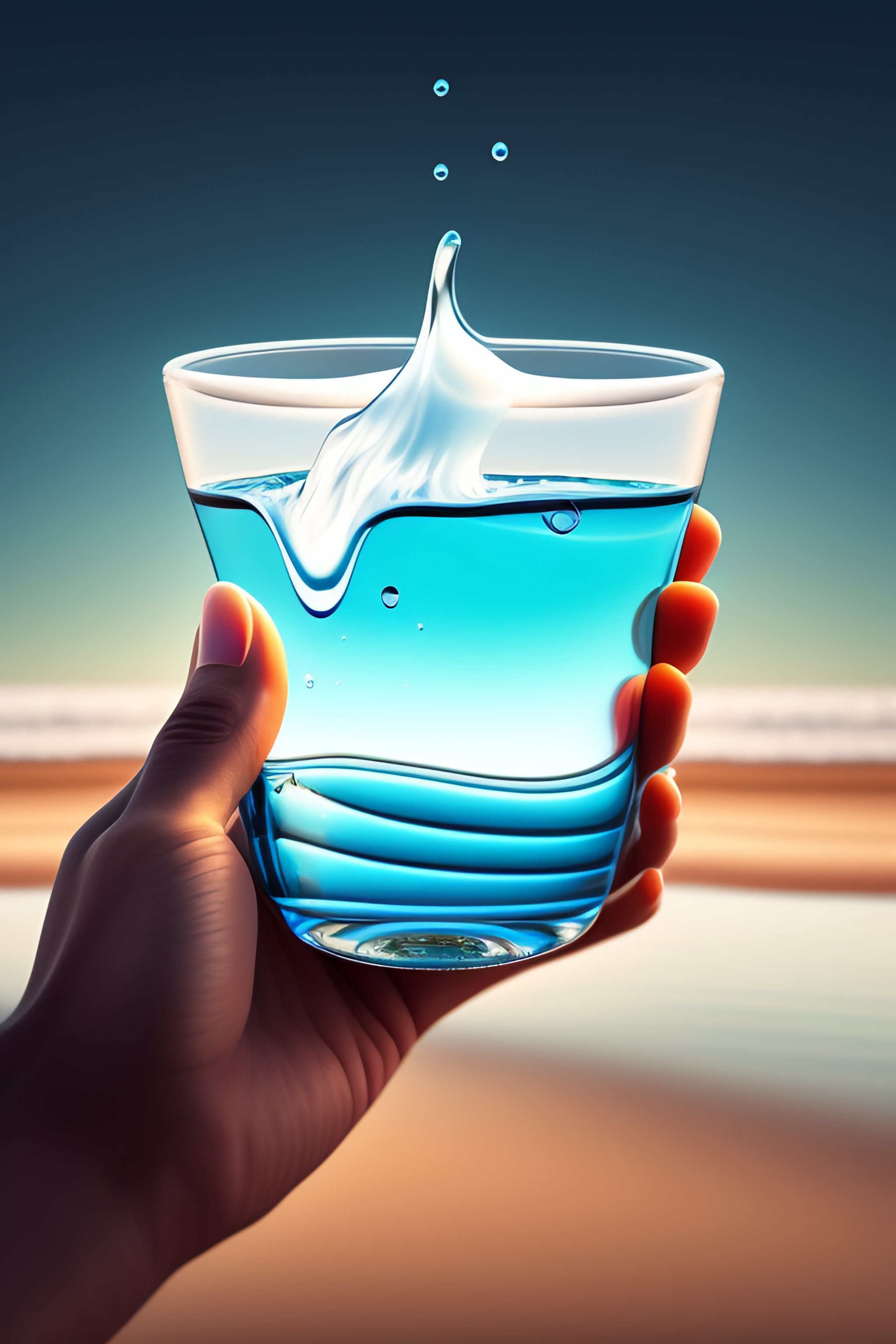 Lexica - Illustration of a hand holding water