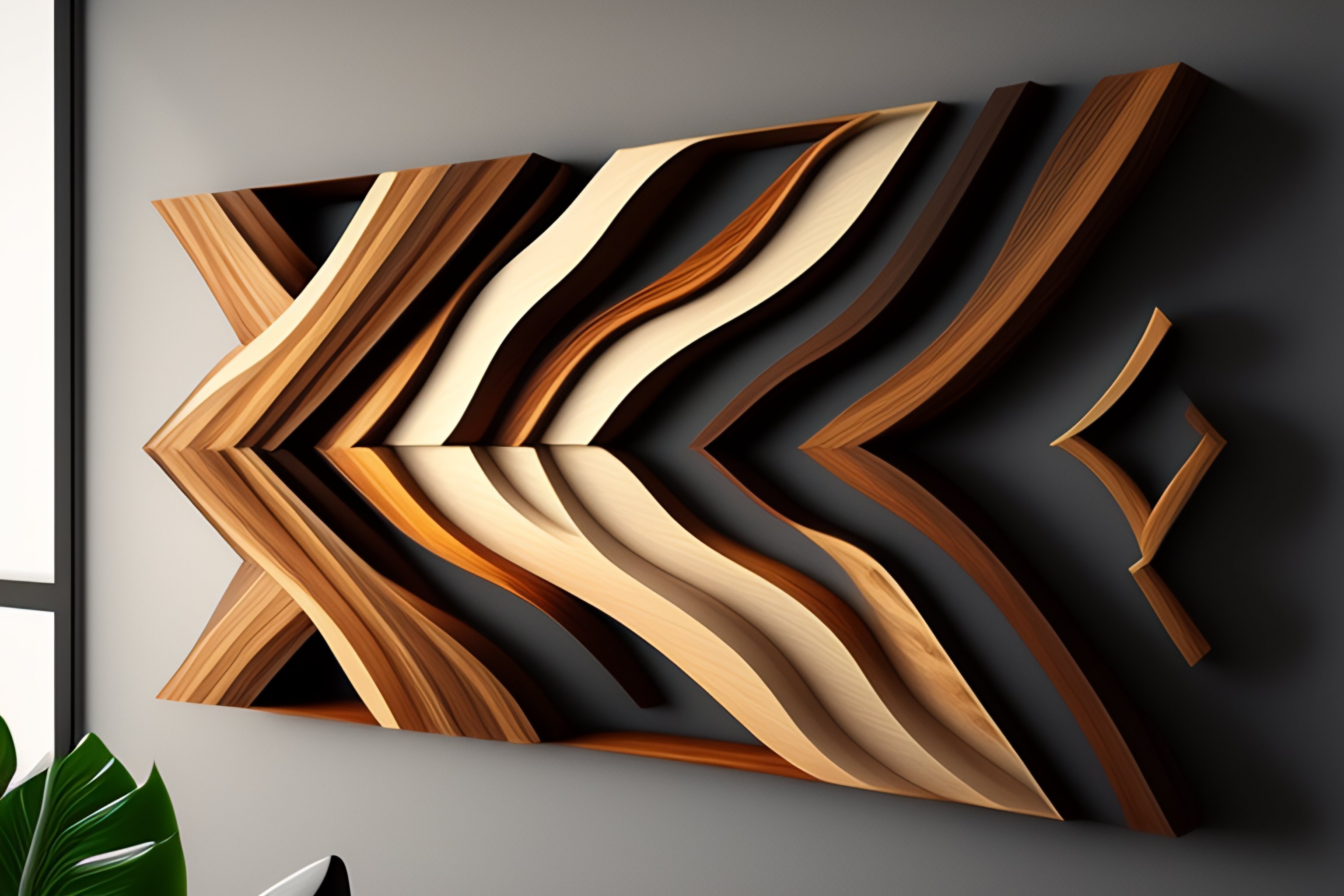 Lexica - Create 3d design of a geometric wood wall art