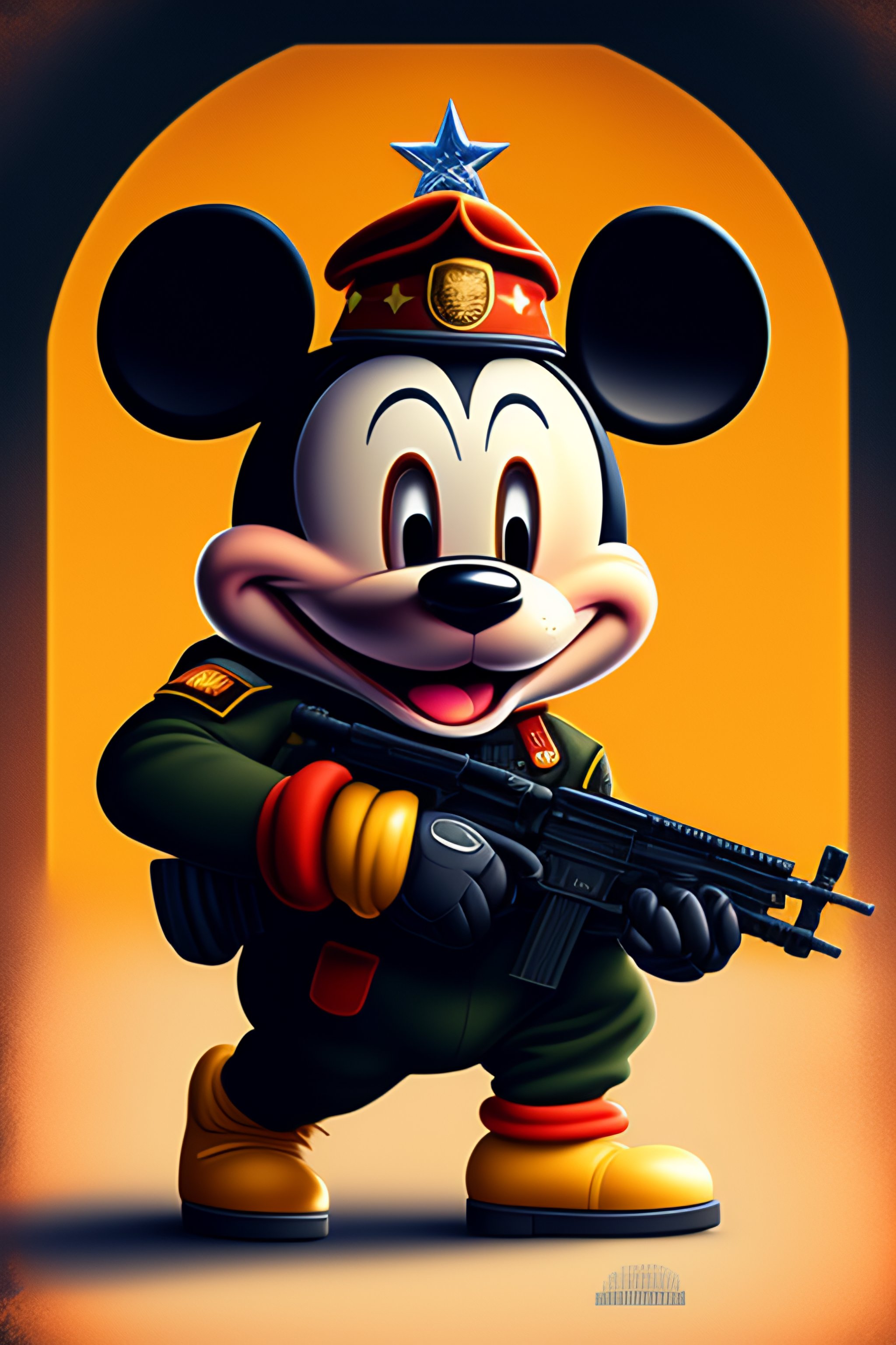 Lexica - Military mickey mouse robbing a bank with a smith and wesson ...