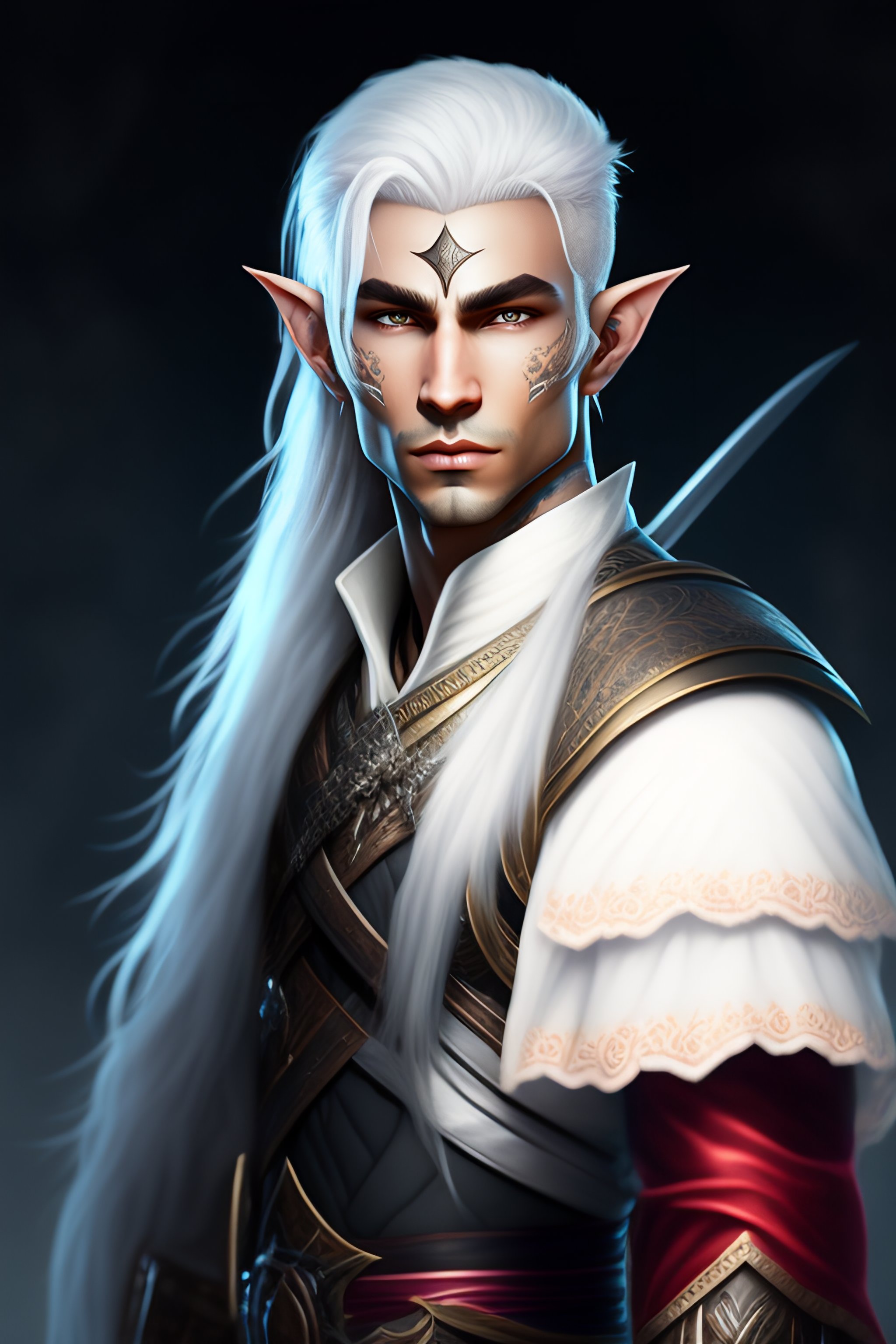 Lexica - Full body portrait of an 18 year old Male Drow Elf, grey skin ...