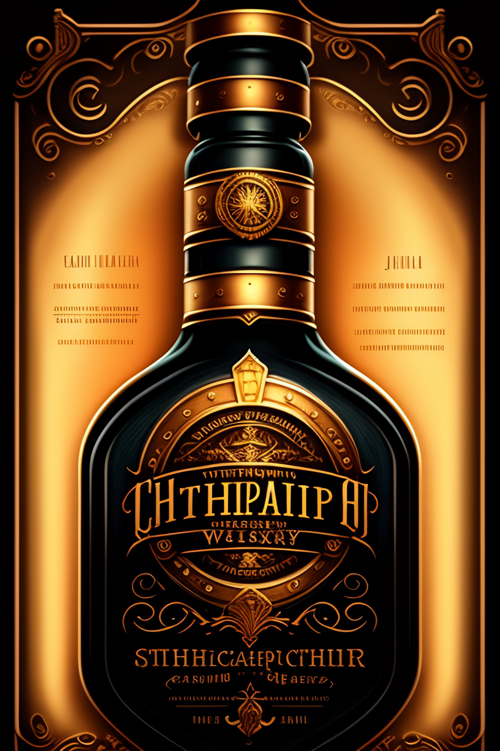 Lexica - Steampunk style whiskey label design