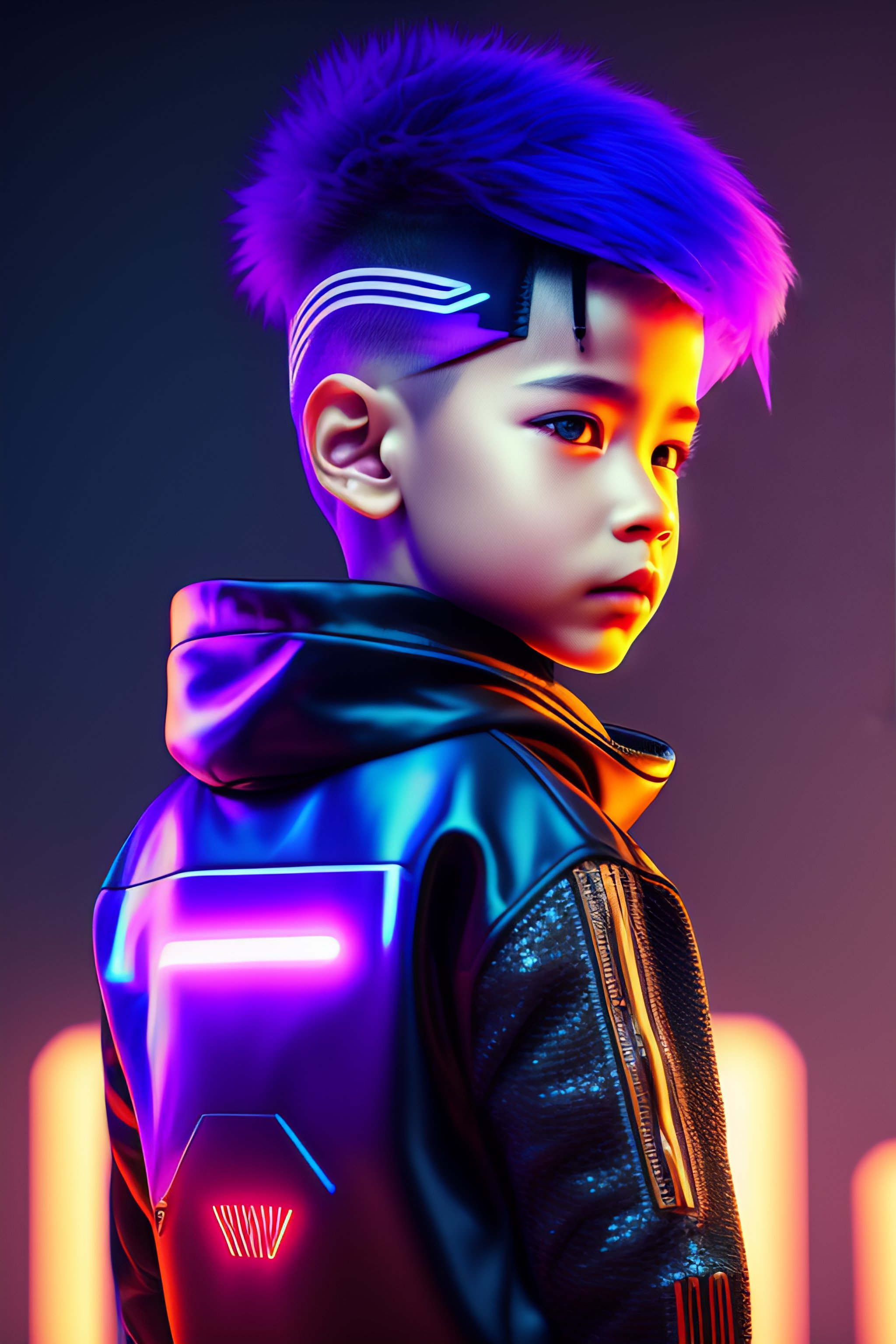 Lexica - Futuristic cyberpunk child boy in the style of ::love death ...