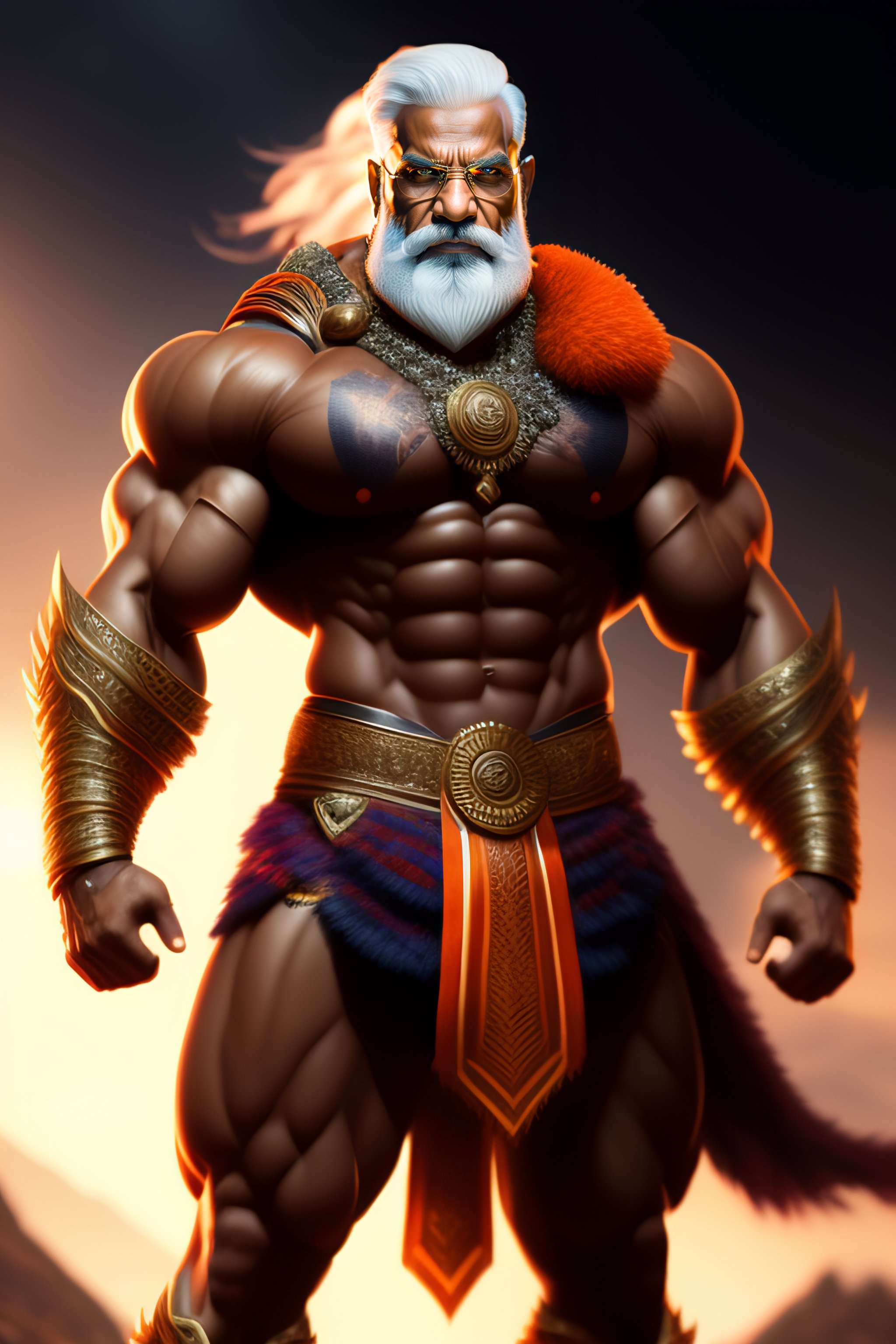 Lexica - Full body potrait of super muscular narendra modi as rugged ...