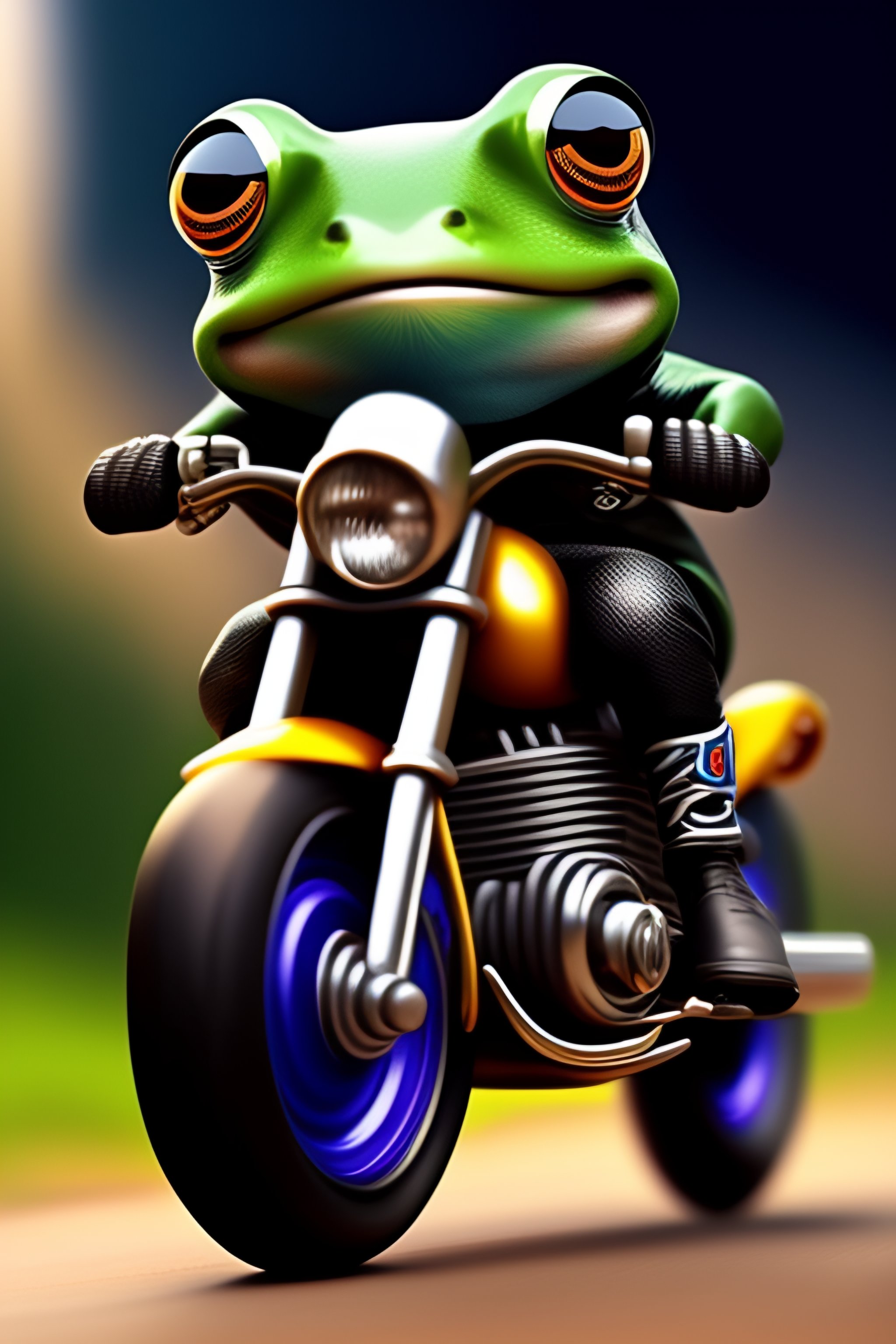 Lexica - Crazy frog, on one wheel, motorcycle, dead