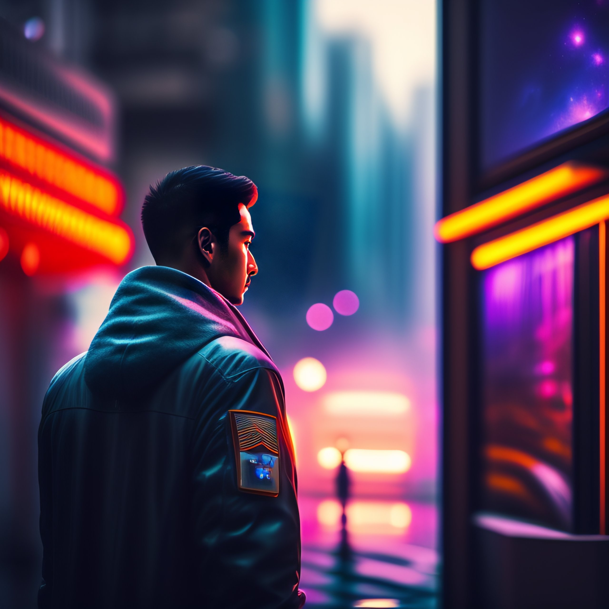 Lexica - A man PHP developer without face is watching a starship ...