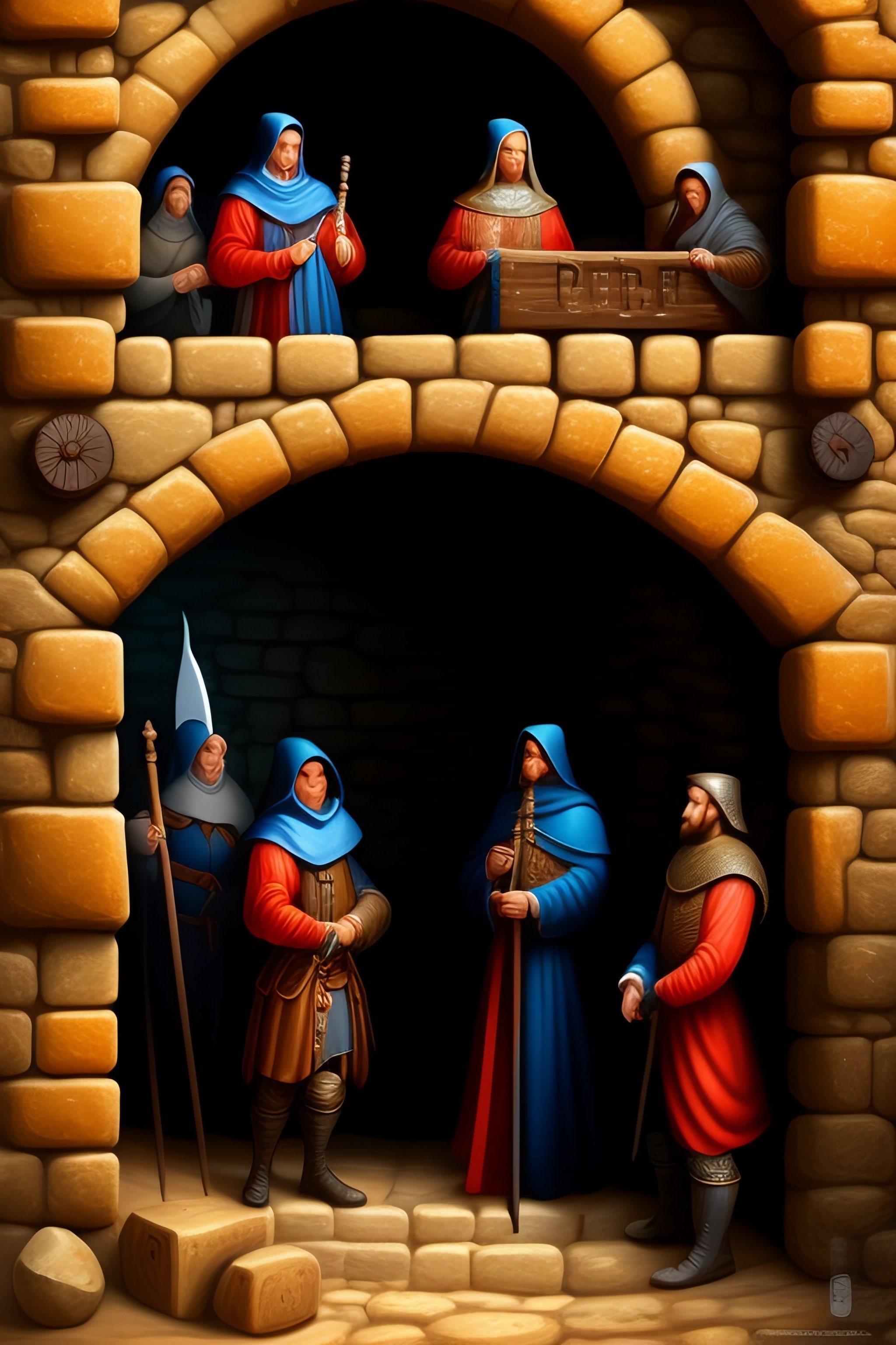 Lexica - Extra detailed portret of medieval dungeon with prisoners and ...