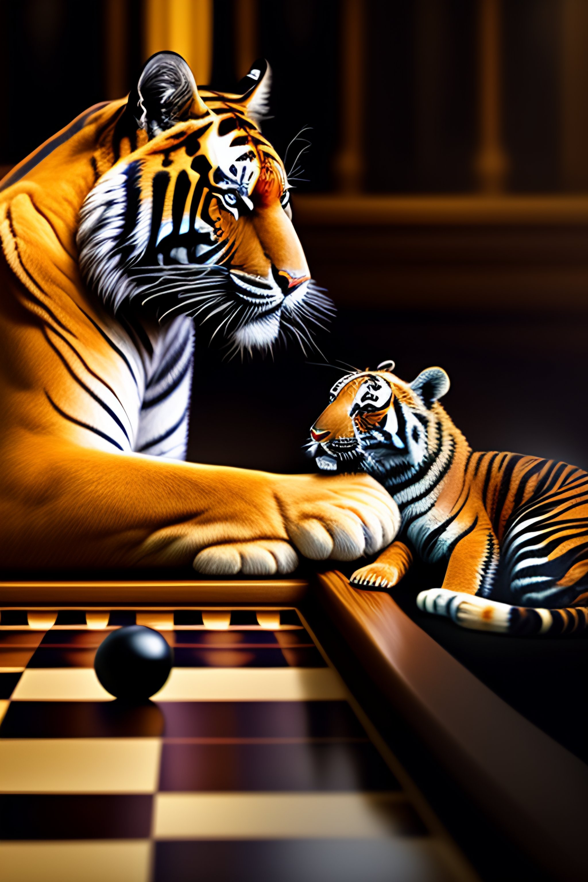 Lexica - Tiger playing chess with me