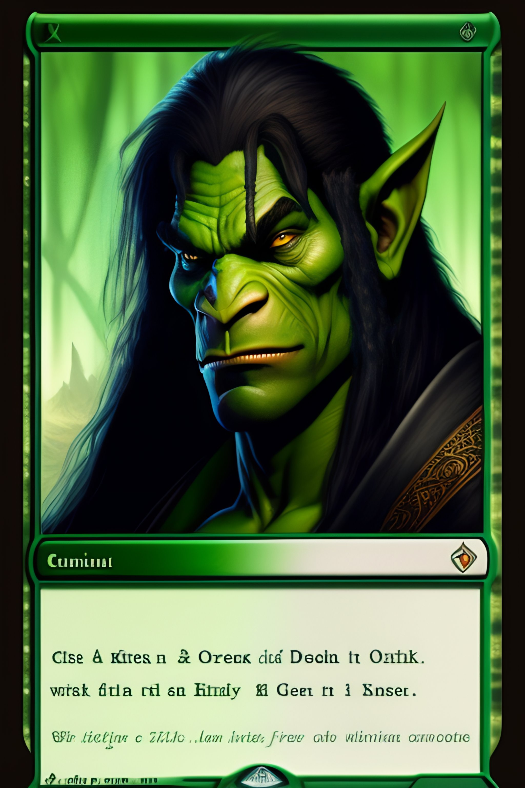 Lexica - A well-drawn friendly kind dark-green orc