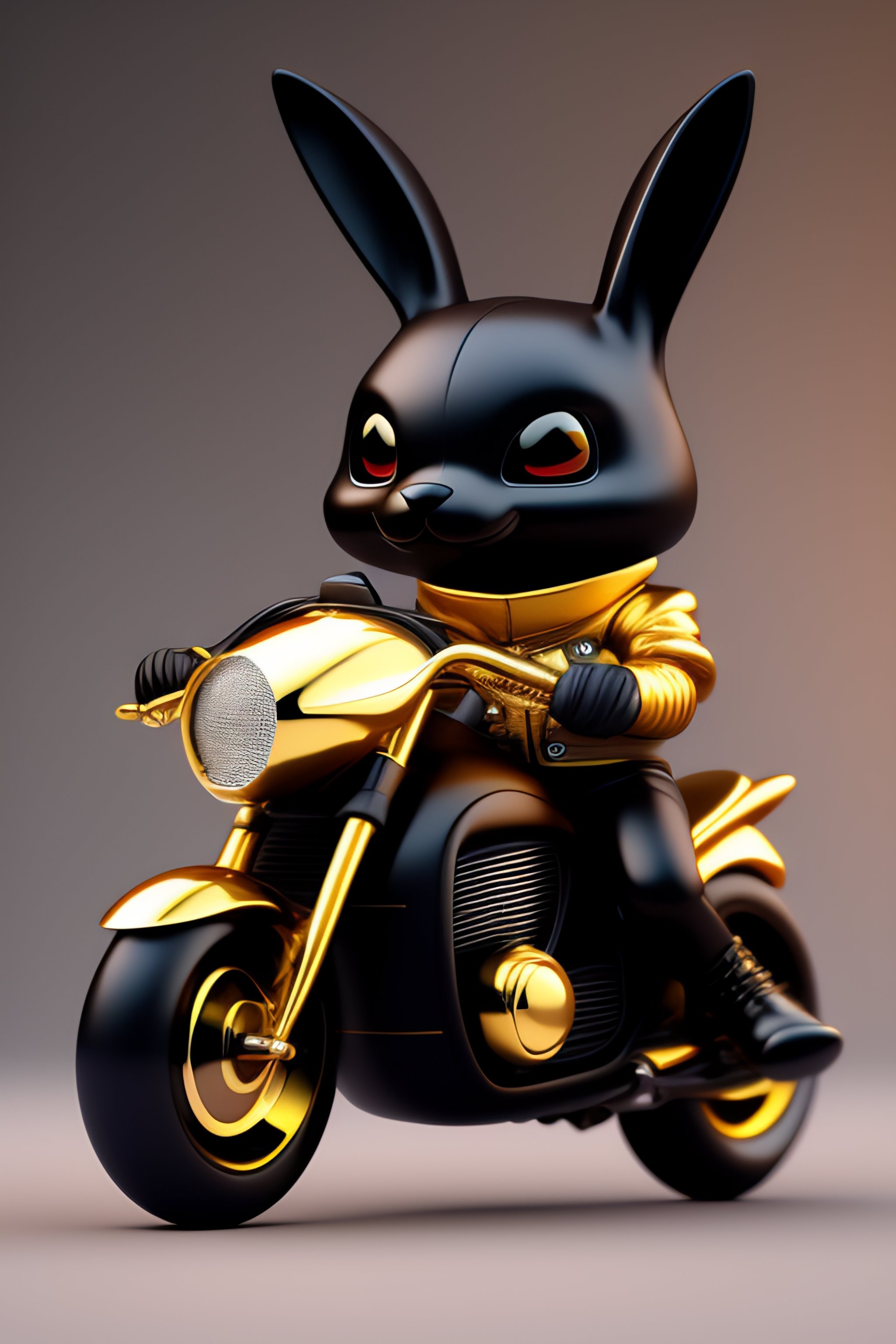 Lexica - Cartoon Black Humanoid Rabbit with large white eyes leather ...