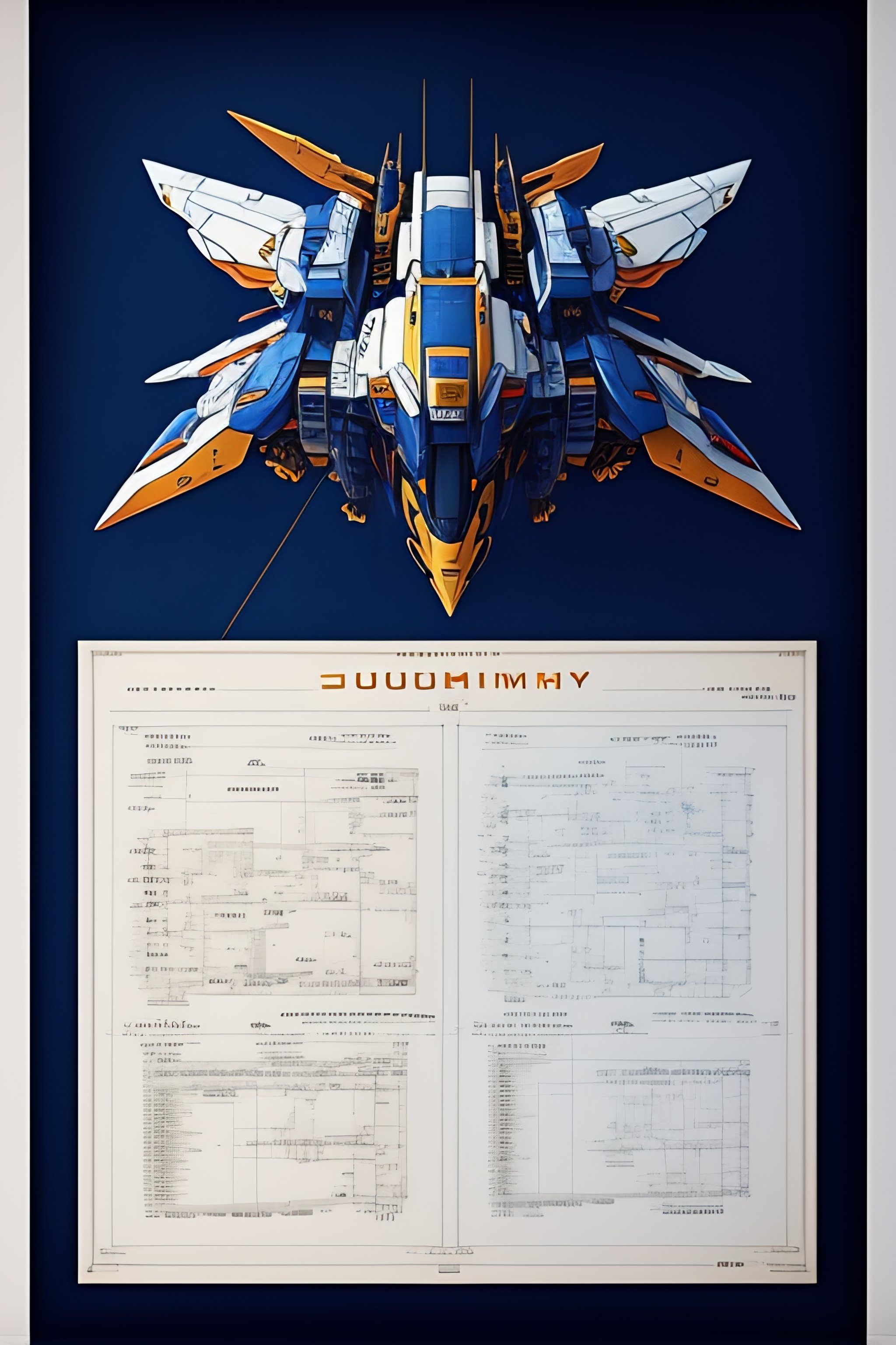 Lexica - Gundam blueprint scientific highly detailed