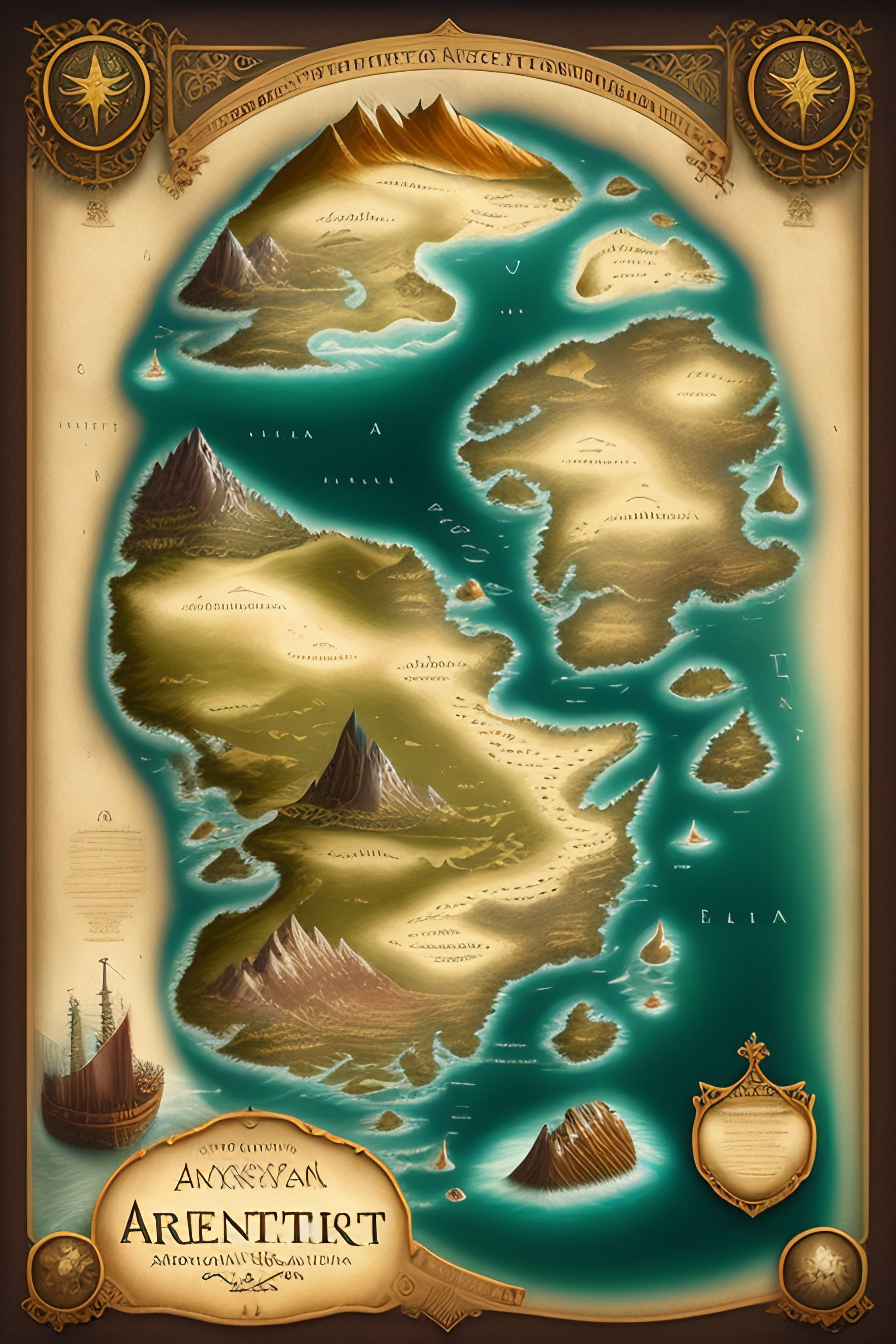 Lexica - Fantasy continent map in old medieval style
