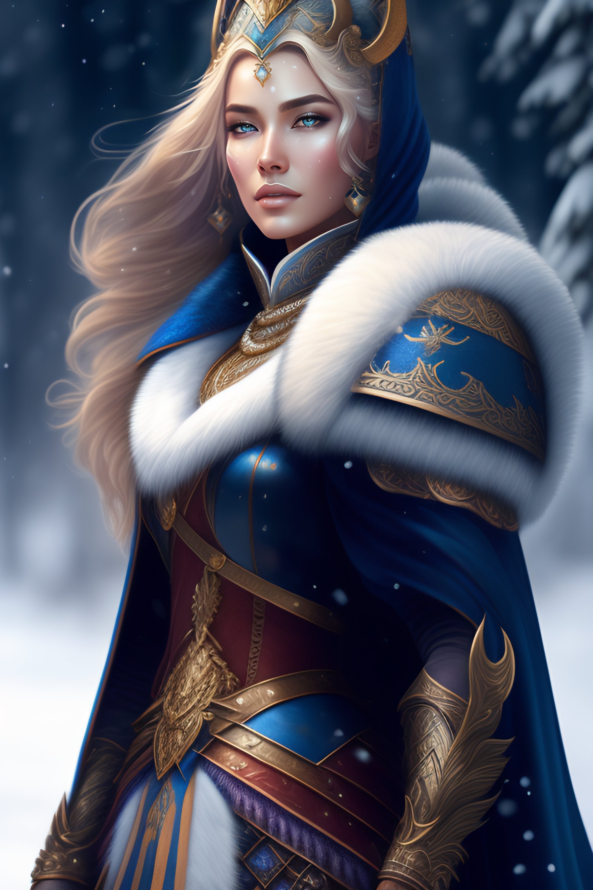 Lexica - Azure viking warrior, regal, elegant, winter, snow, beautiful ...