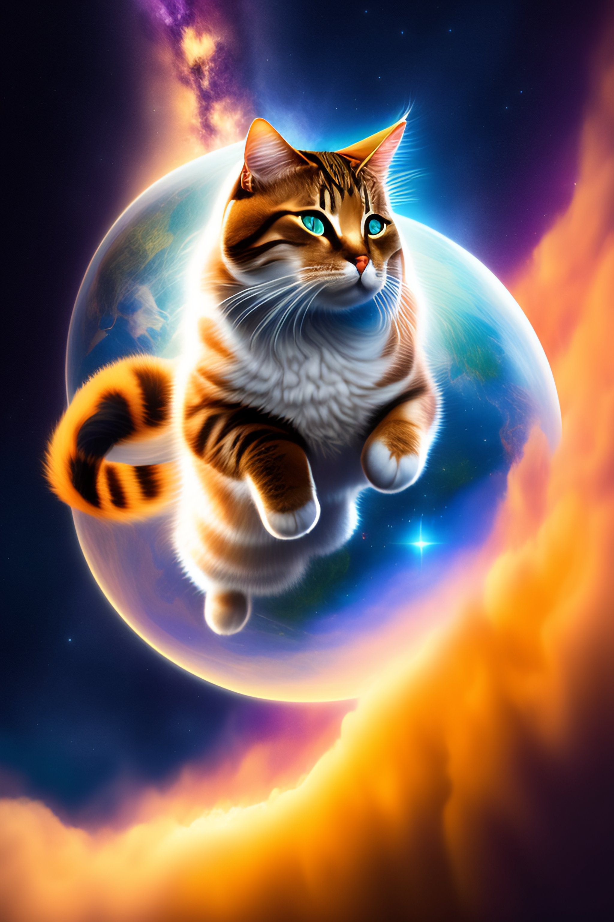 Lexica - A cat is launched by jesus in the stratosphere