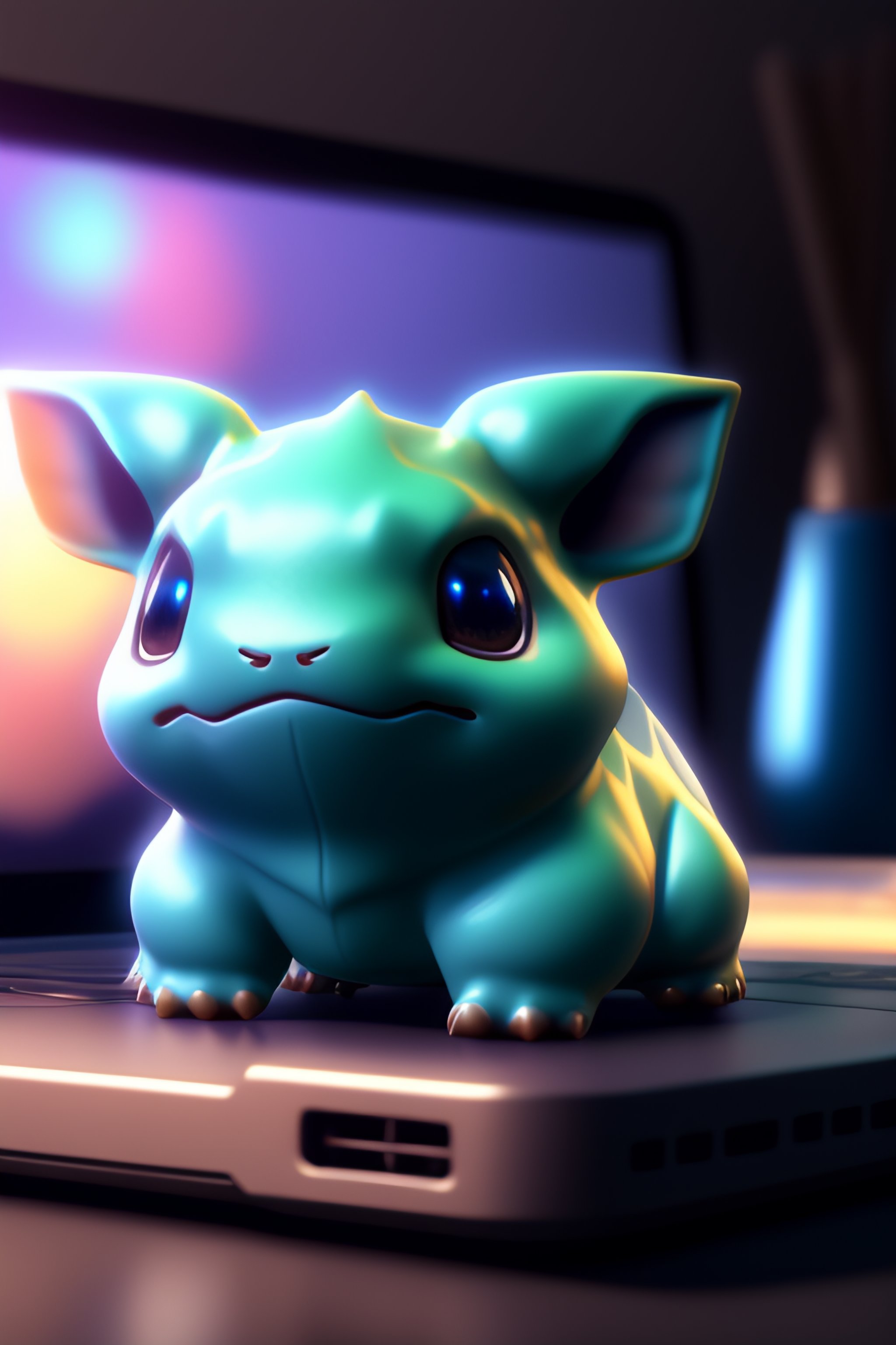 Lexica - Cute small bulbasaur sitting in front of laptop ,unreal engine ...