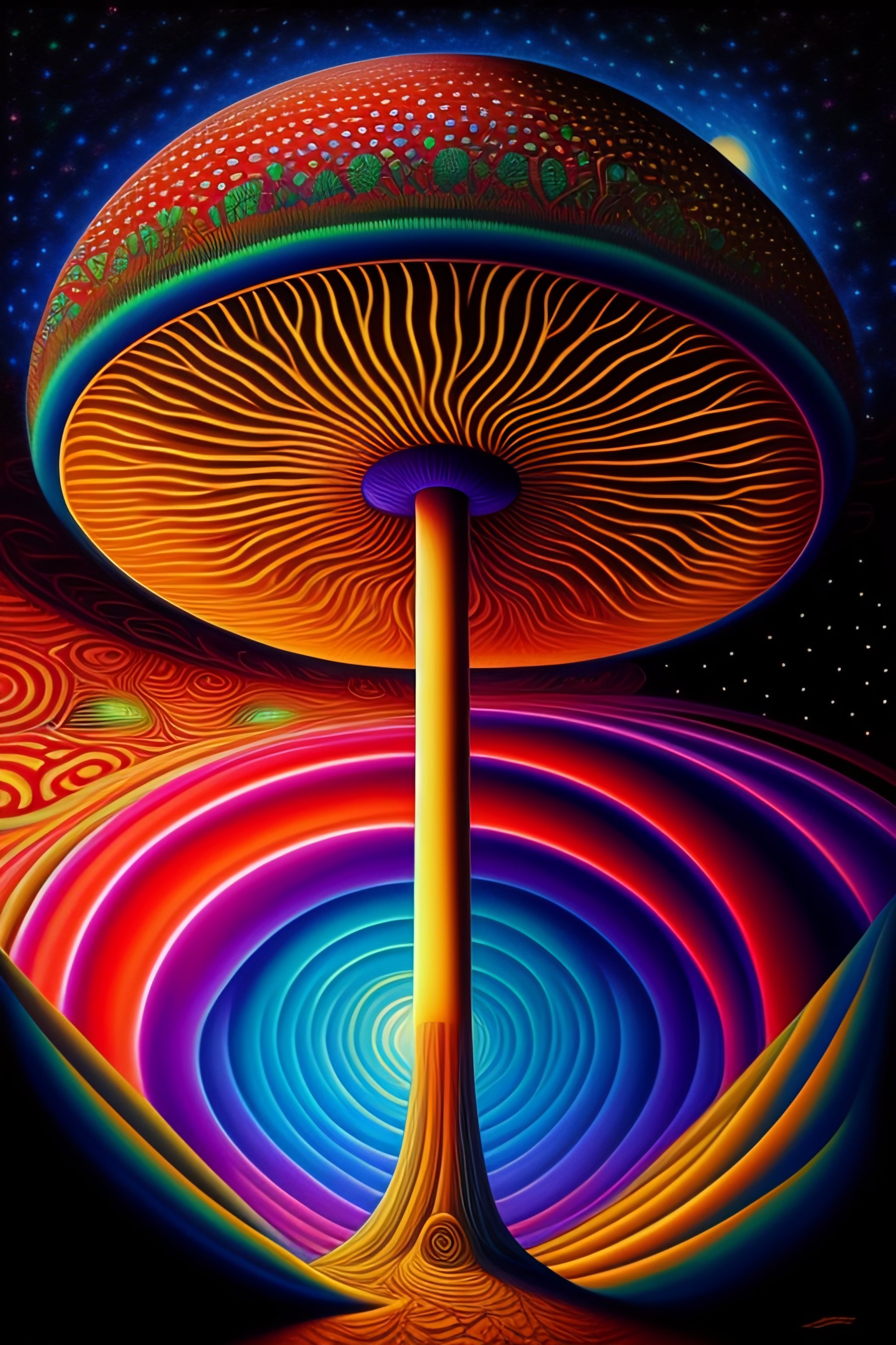 Lexica - Magic mushroom forest,Terence McKenna,alex grey,hyper realism