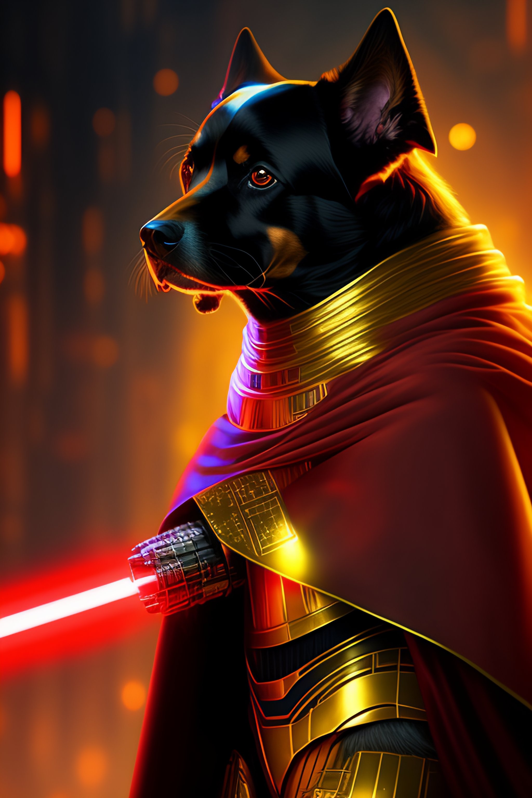 Lexica - Star Wars scene artificial intelligence a yellow golden ...