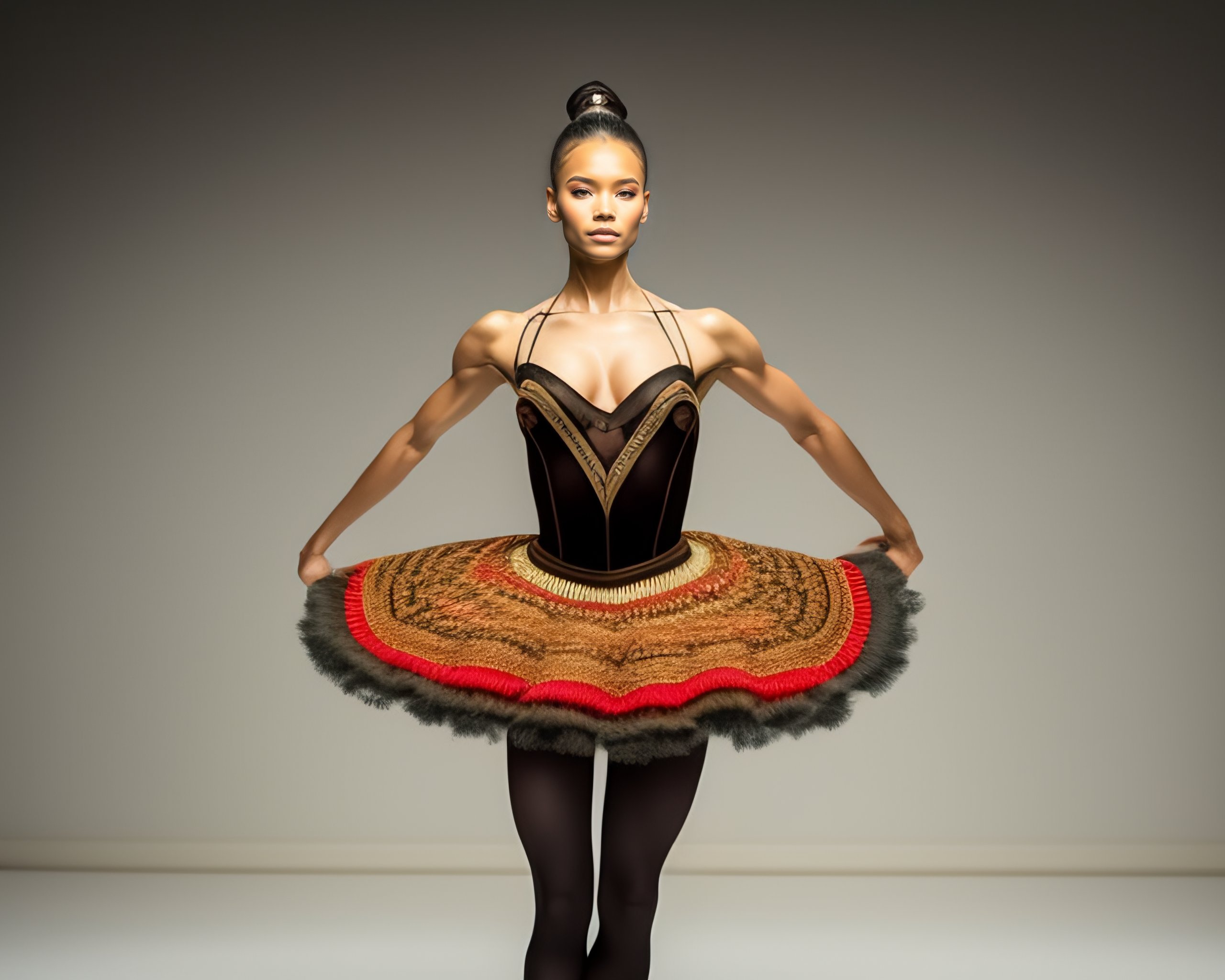 Lexica - Full body photo of a ballet dancer made of rope,