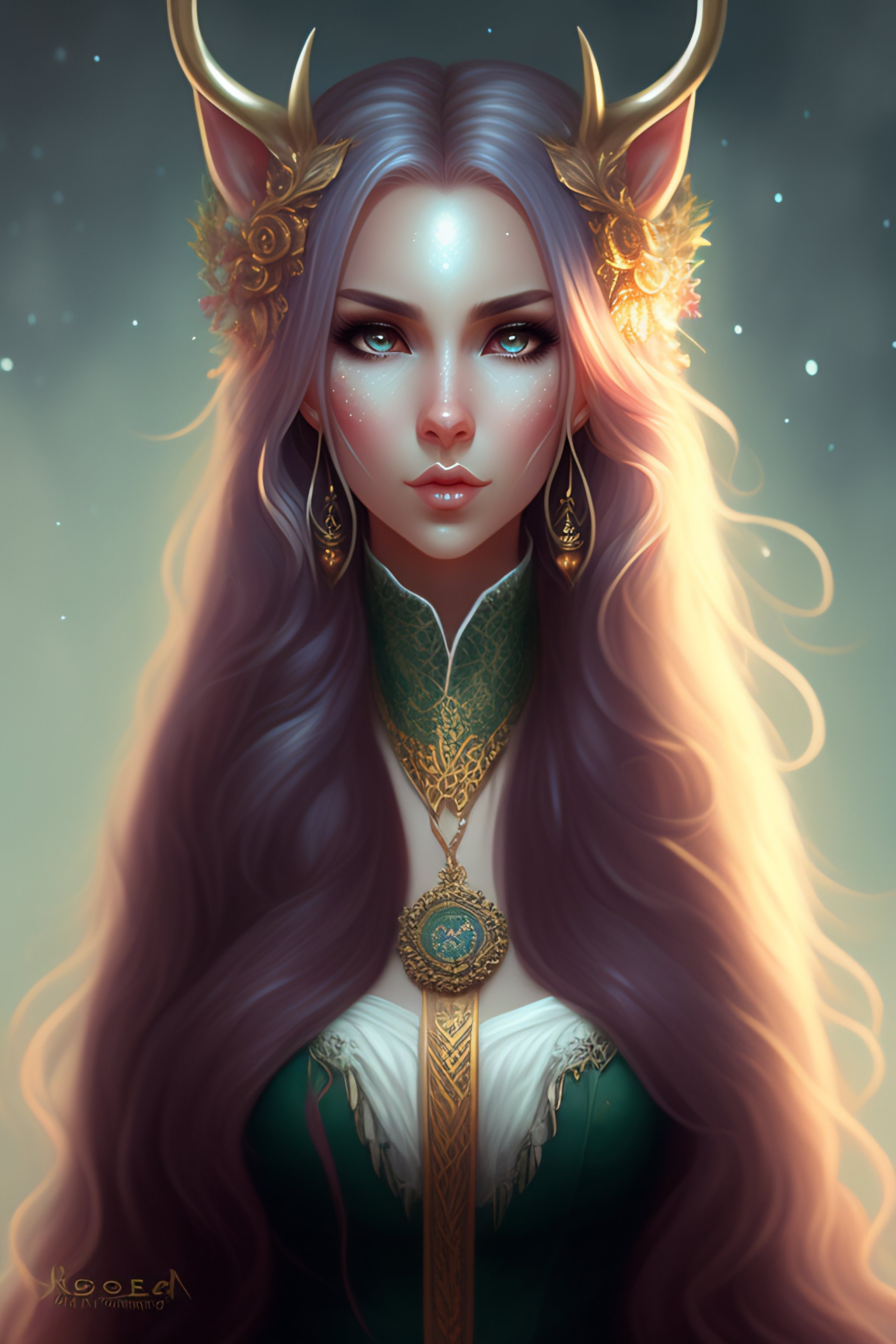 Lexica - Woman with long rosette hair, cubby, long skinny face, big ...