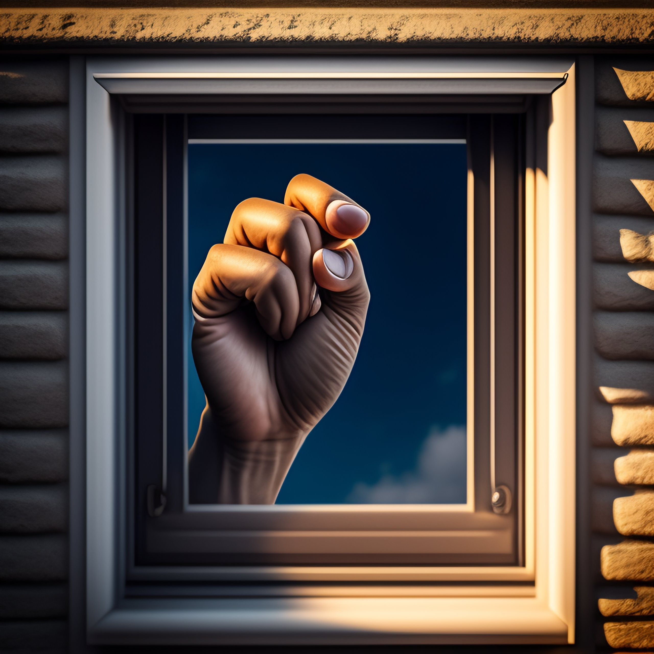 Lexica - Clenched fist on a window