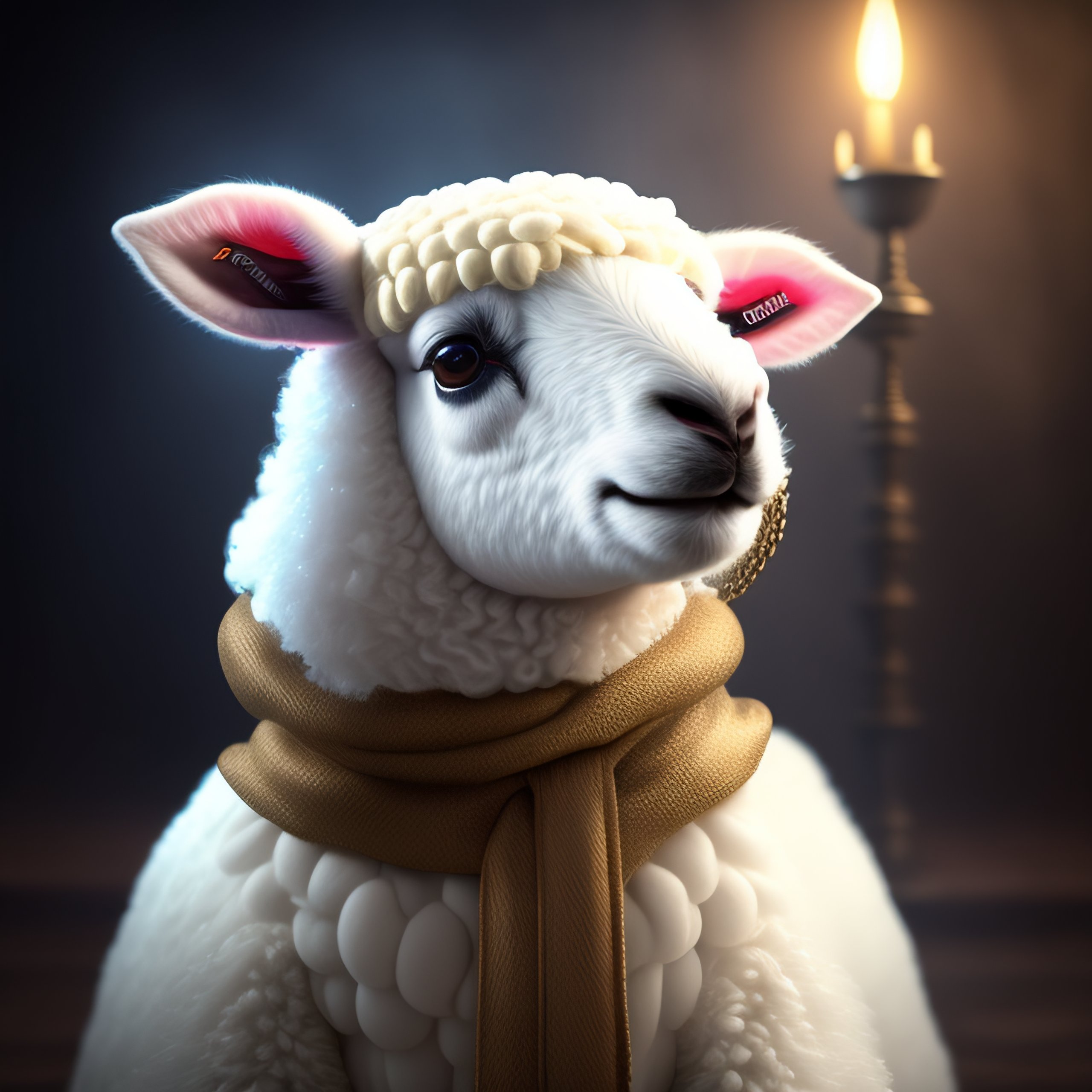 Lexica - A robotic lamb muppet dressed like a medieval wizard using a ...