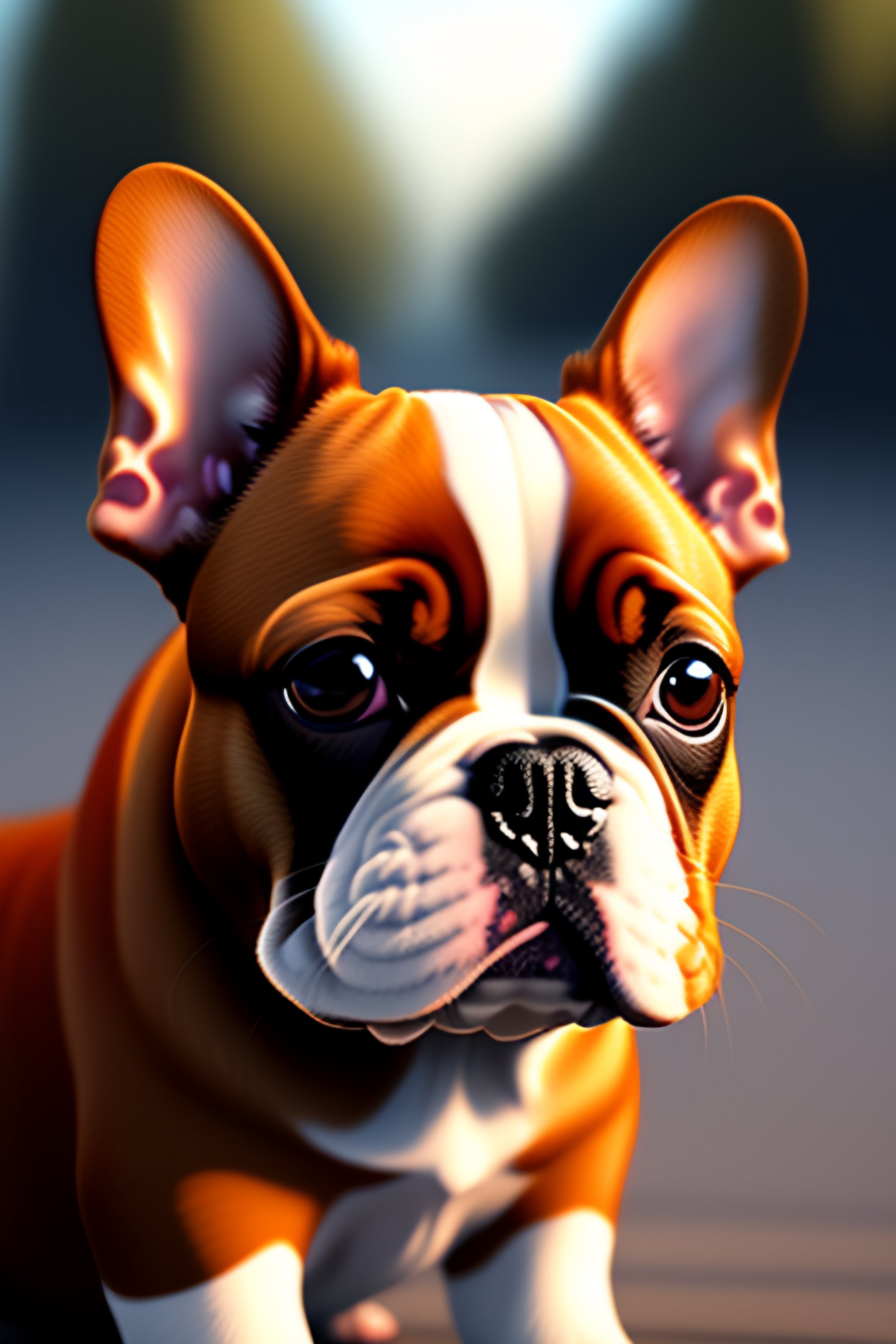 Lexica - Red fawn hair french bulldog in pixar style ultra detail photo 3d