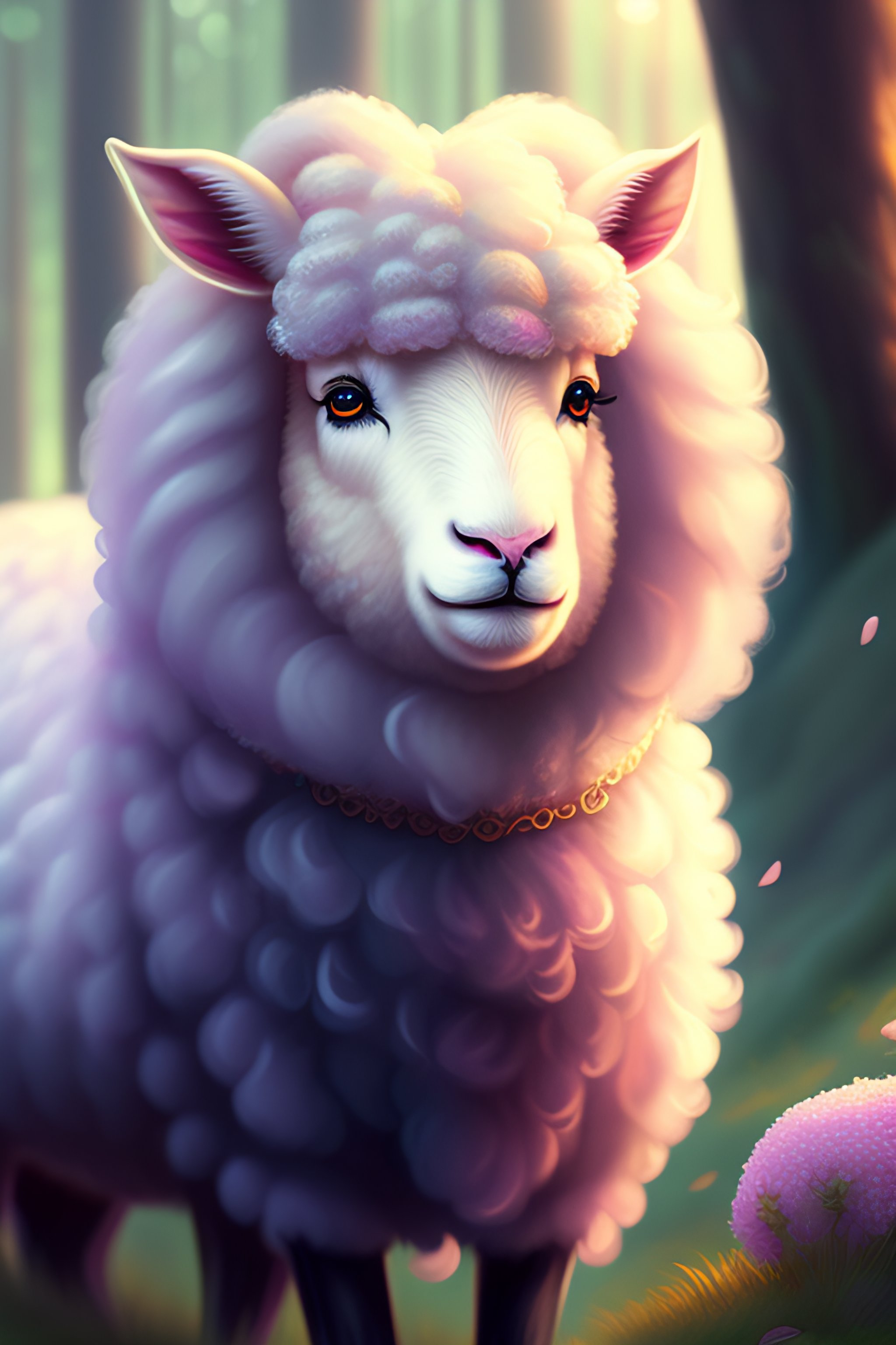 Lexica - A cute sheep in the dreamy forest, fantasy, dreamlike, 8 k ...