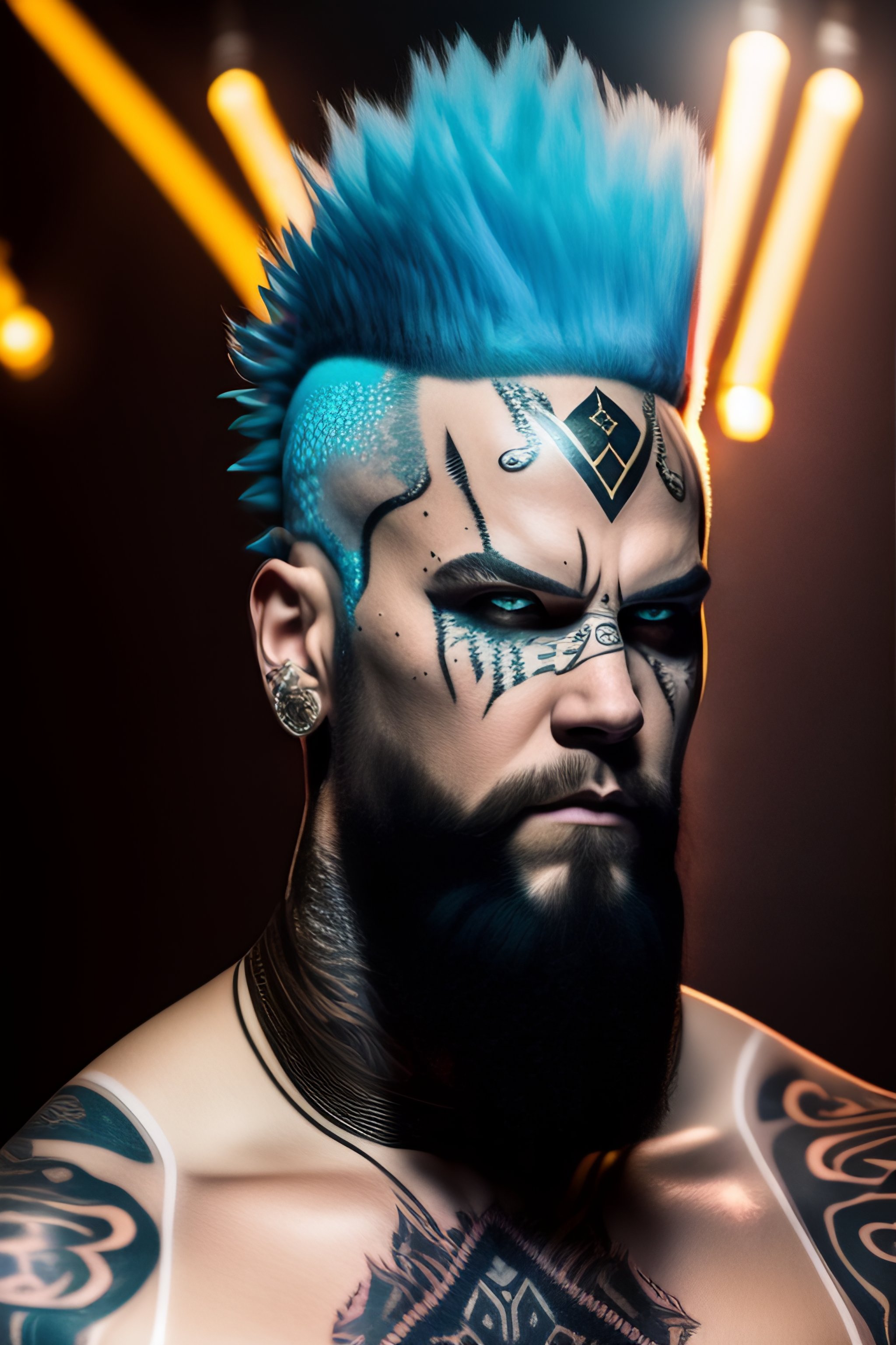 Lexica - Wayne Static with glowing tattoos on his arms